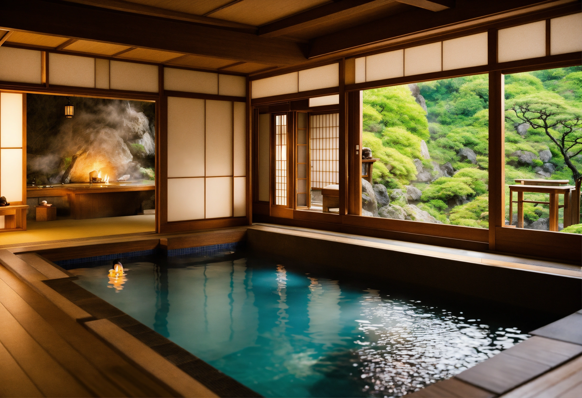 Lexica - Gorgeous japanese women swimming in luxurious Japanese hot ...