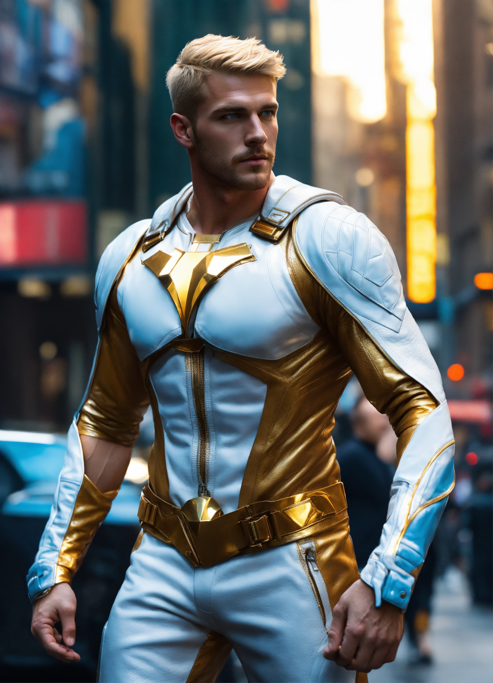 Lexica - Full body of a Handsome sun god, an athletic, muscular, white ...