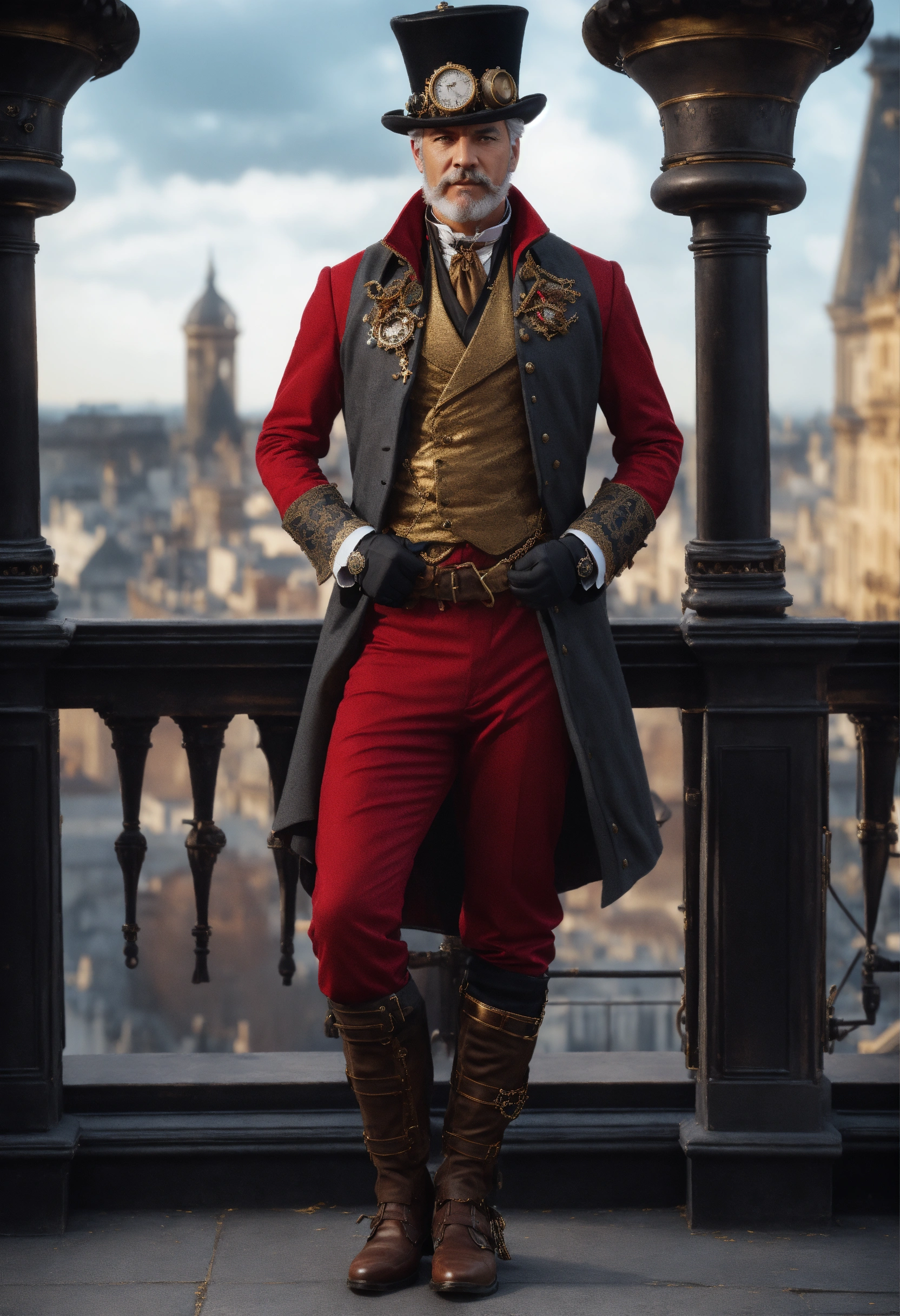 Lexica - Steampunk king, 19th century sartorial charcoal and red and ...