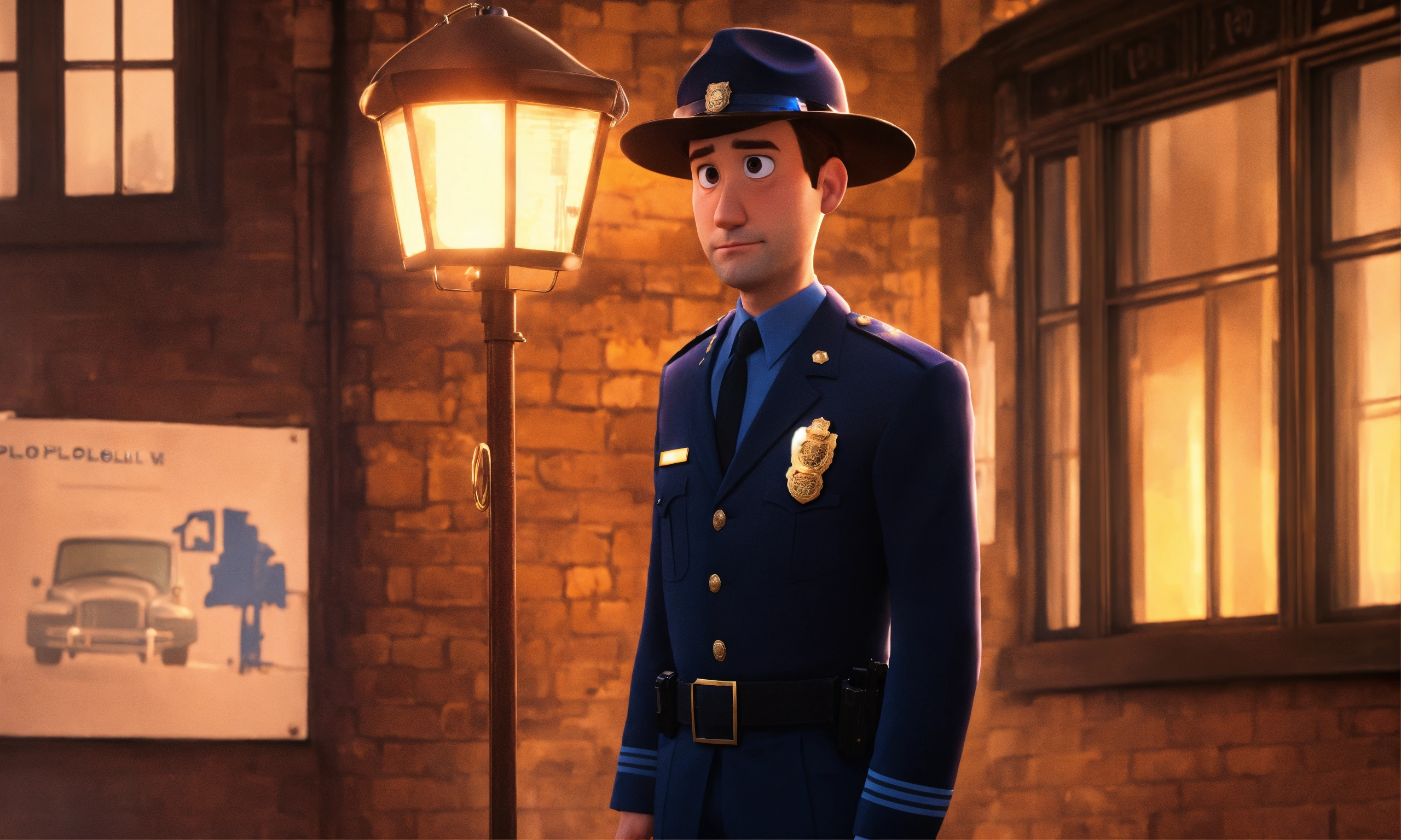 Lexica - Detective ex-cop without a police uniform pixar stile