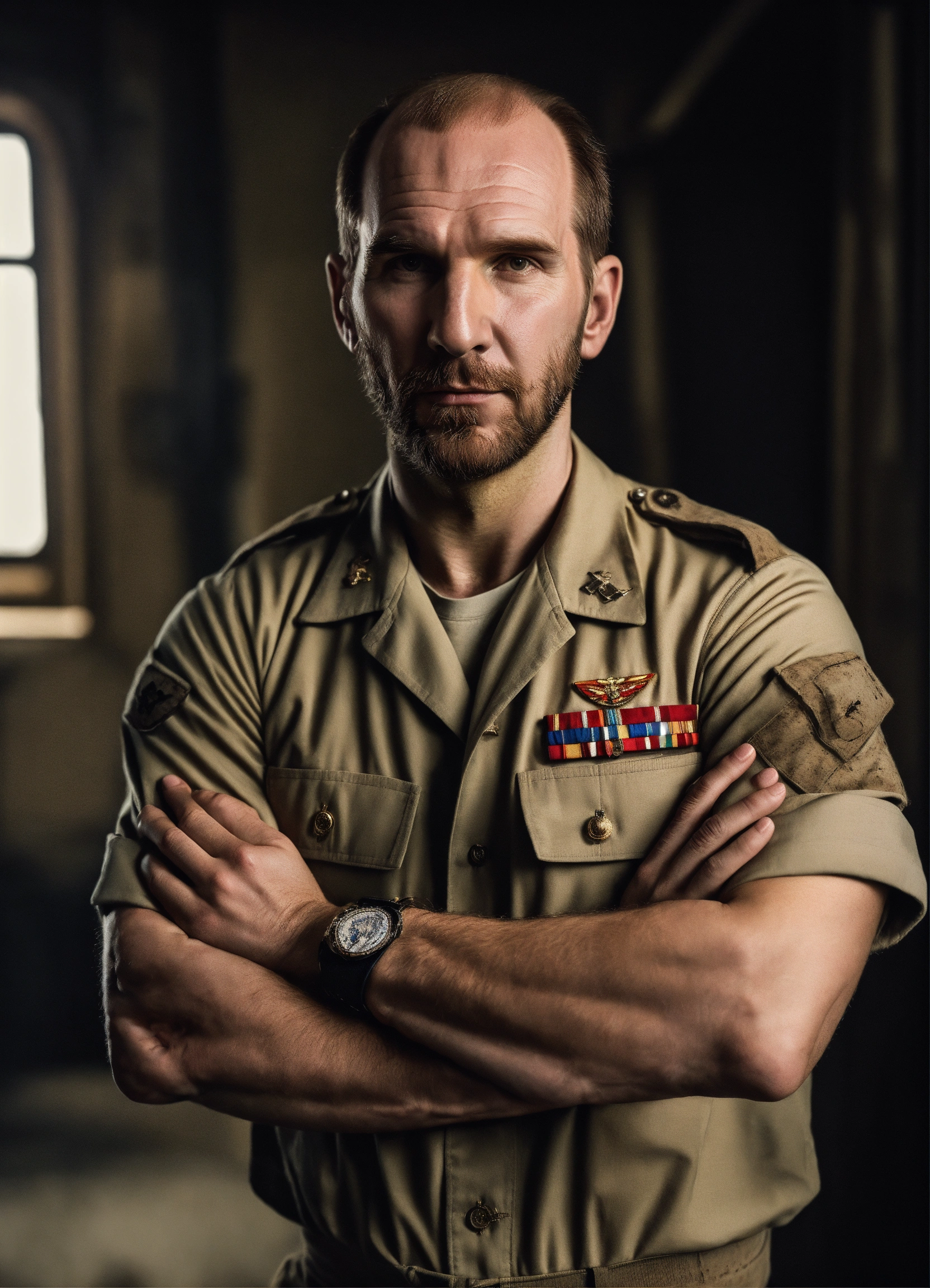 Lexica - Scared man, US Marine, FRONT VIEW, casual clothes, arms ...