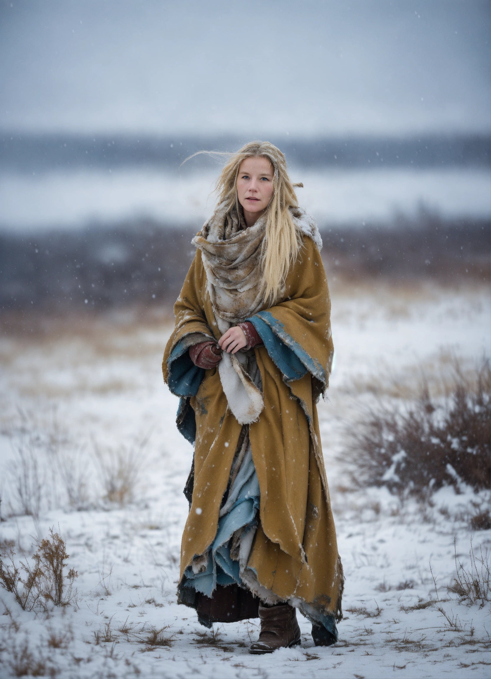 Lexica - An Anglo-Saxon blonde woman in tattered rags braving a ...