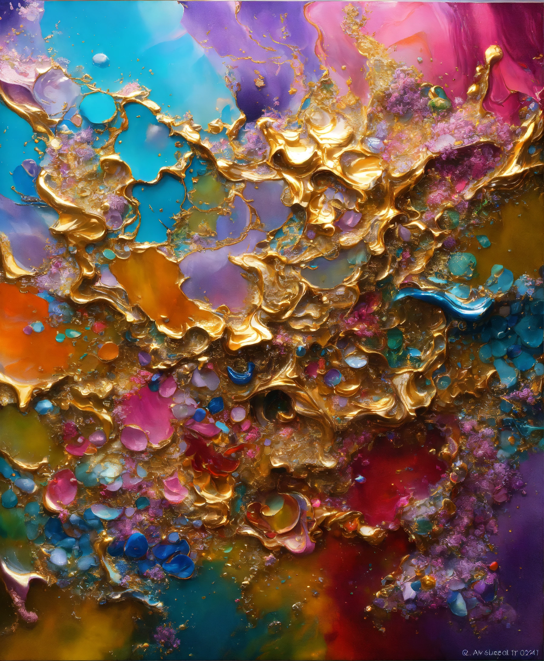 Lexica - Colorful abstract painting oil and water complex complicated ...