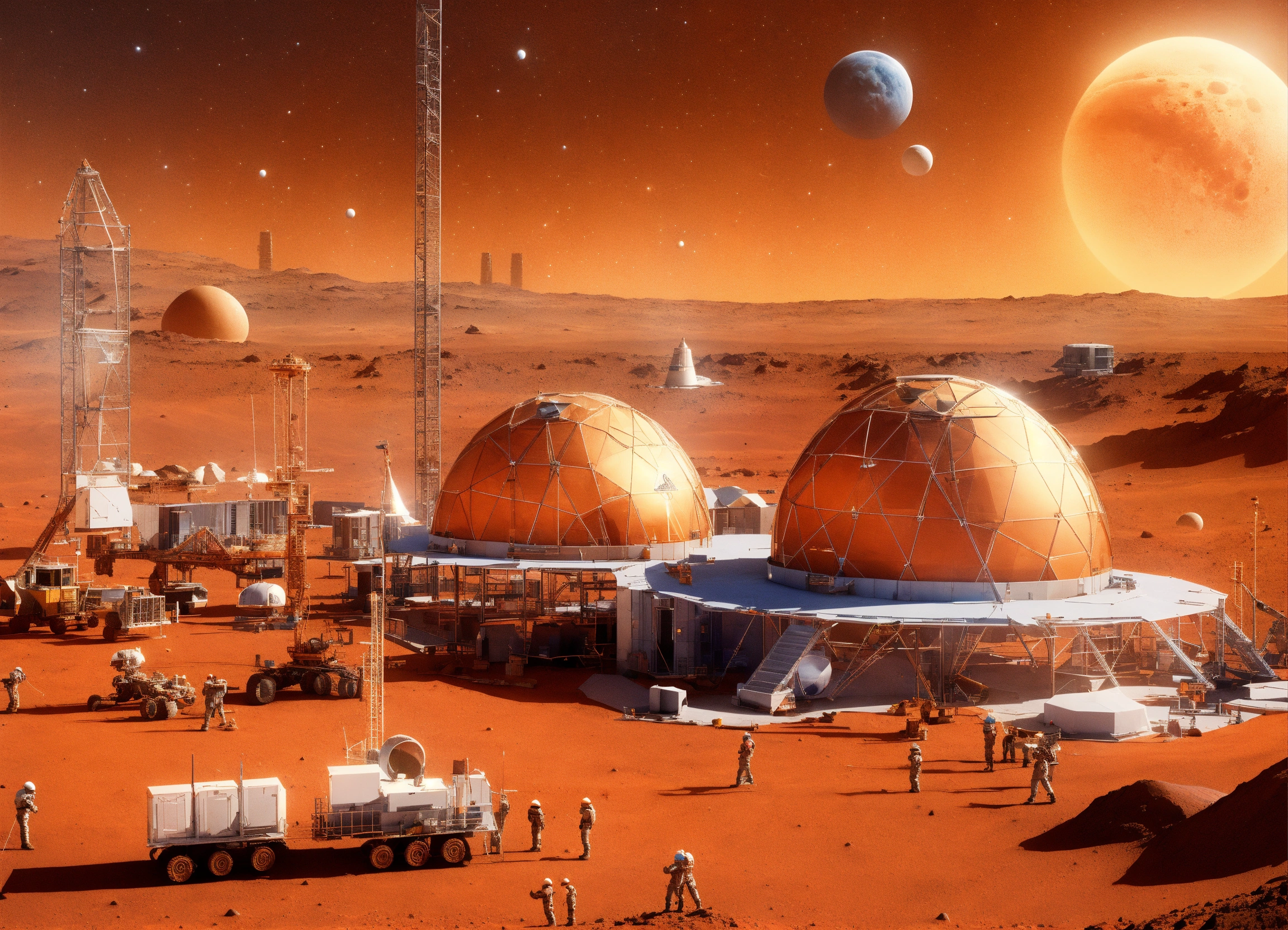 Lexica - Picture of construction on mars using space age technology ...