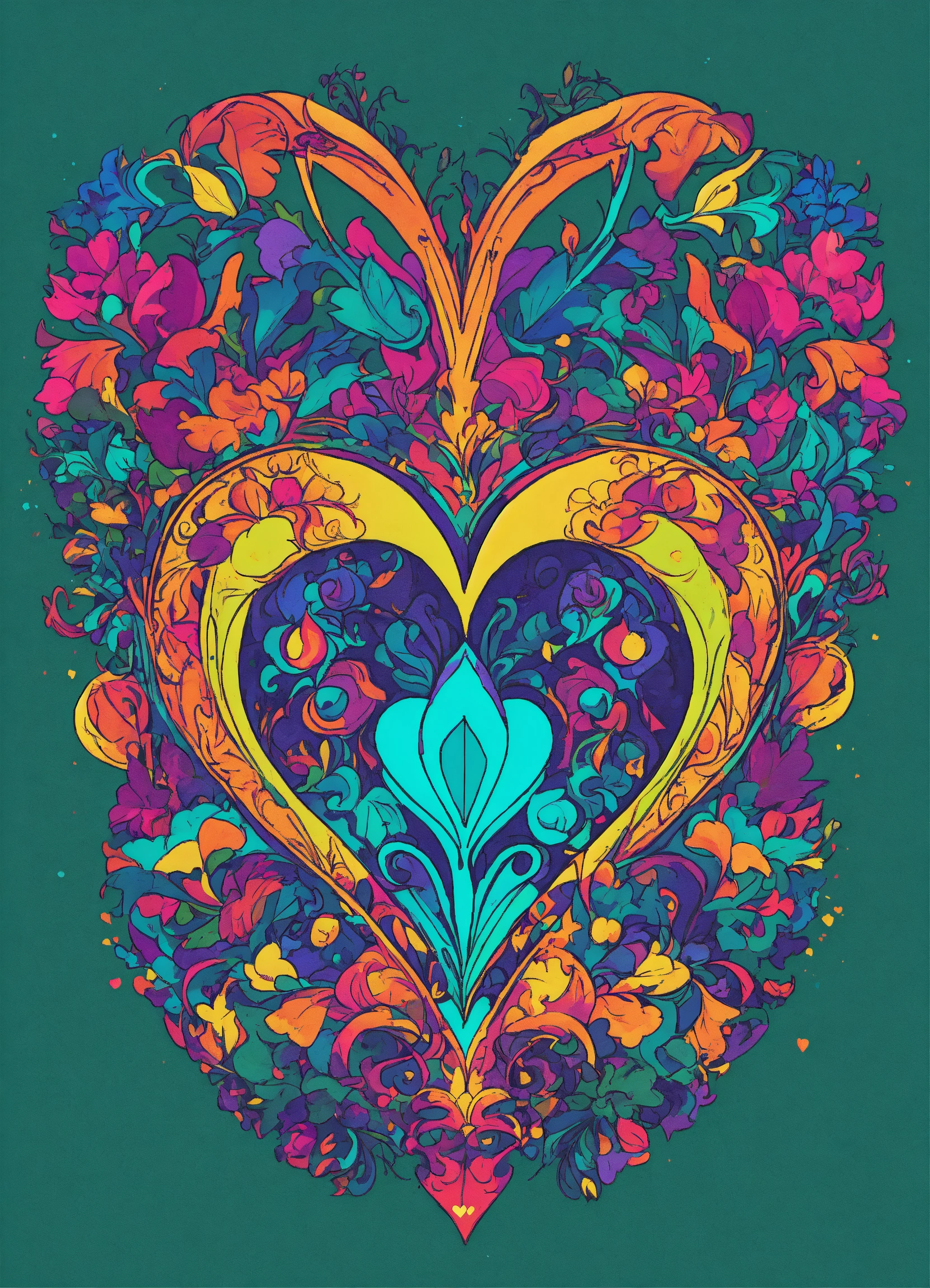 Lexica - A beautiful heart for tshirt design, vibrant, bright ...