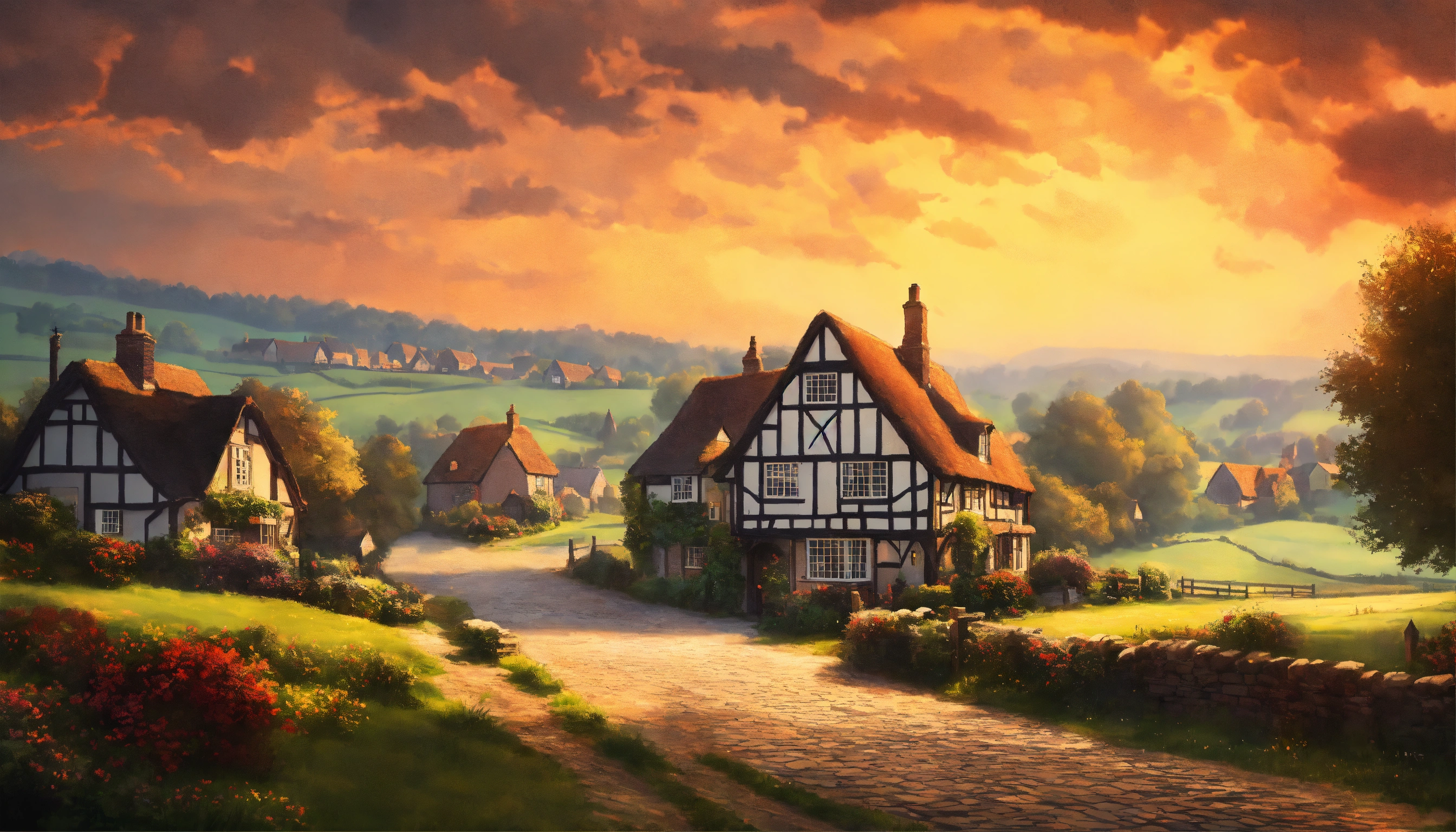 Lexica - Landscape Desktop wallpaper of a beautiful English country ...