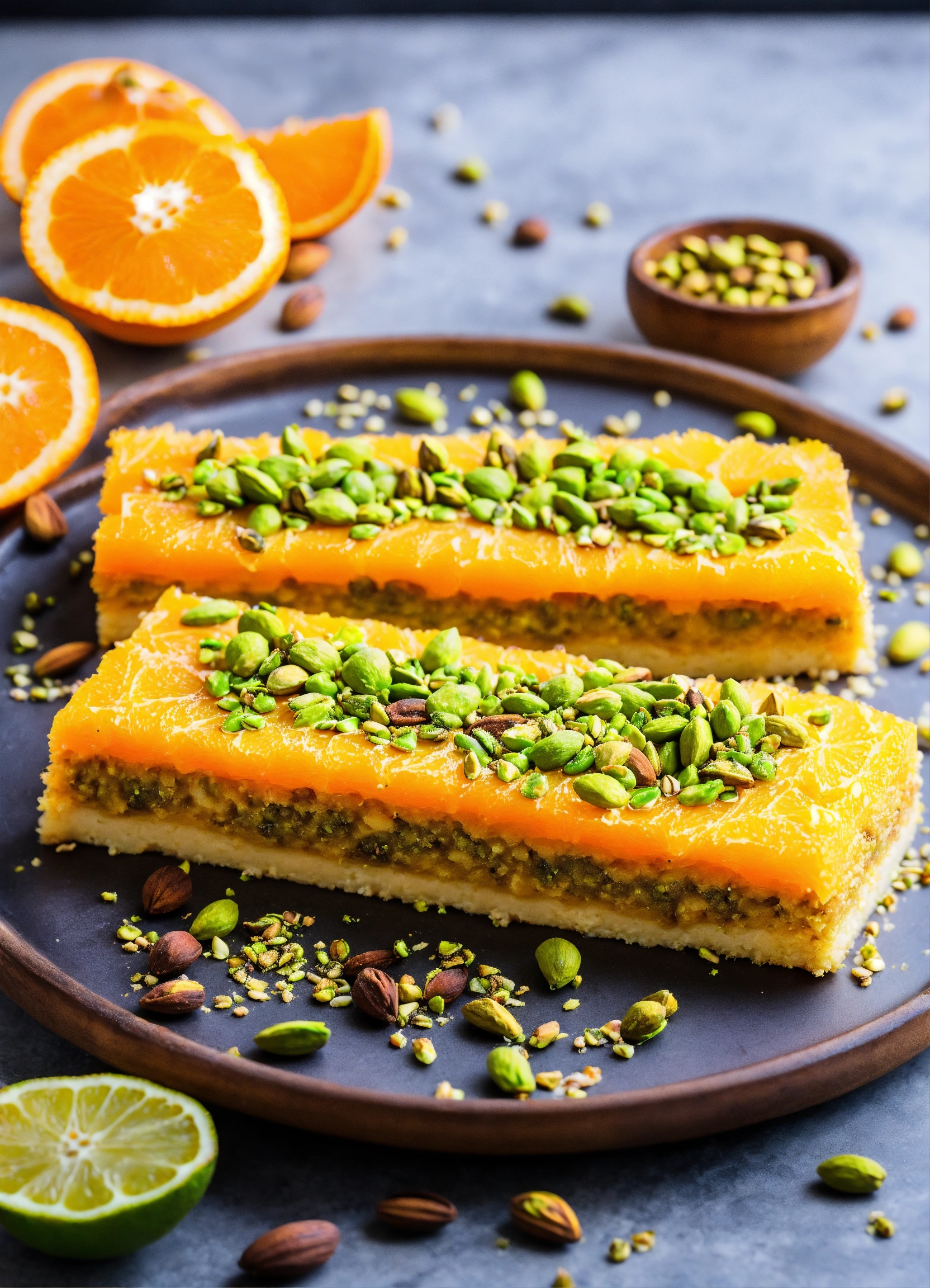 Lexica - Palestinian kunafa slice orange color with pistachios on top ...