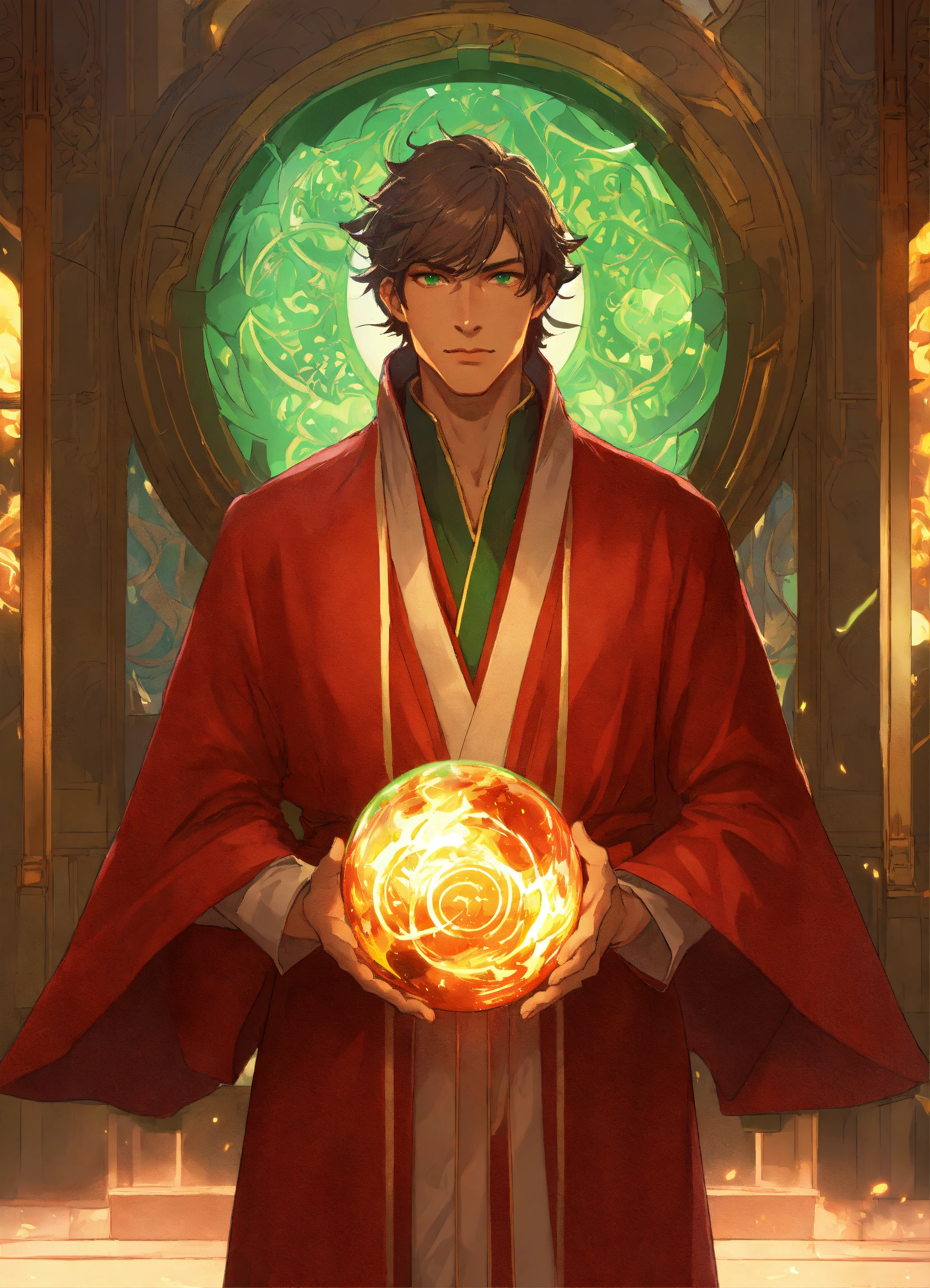 Lexica - Handsome, human, imperial male wizard with glowing fire orb ...