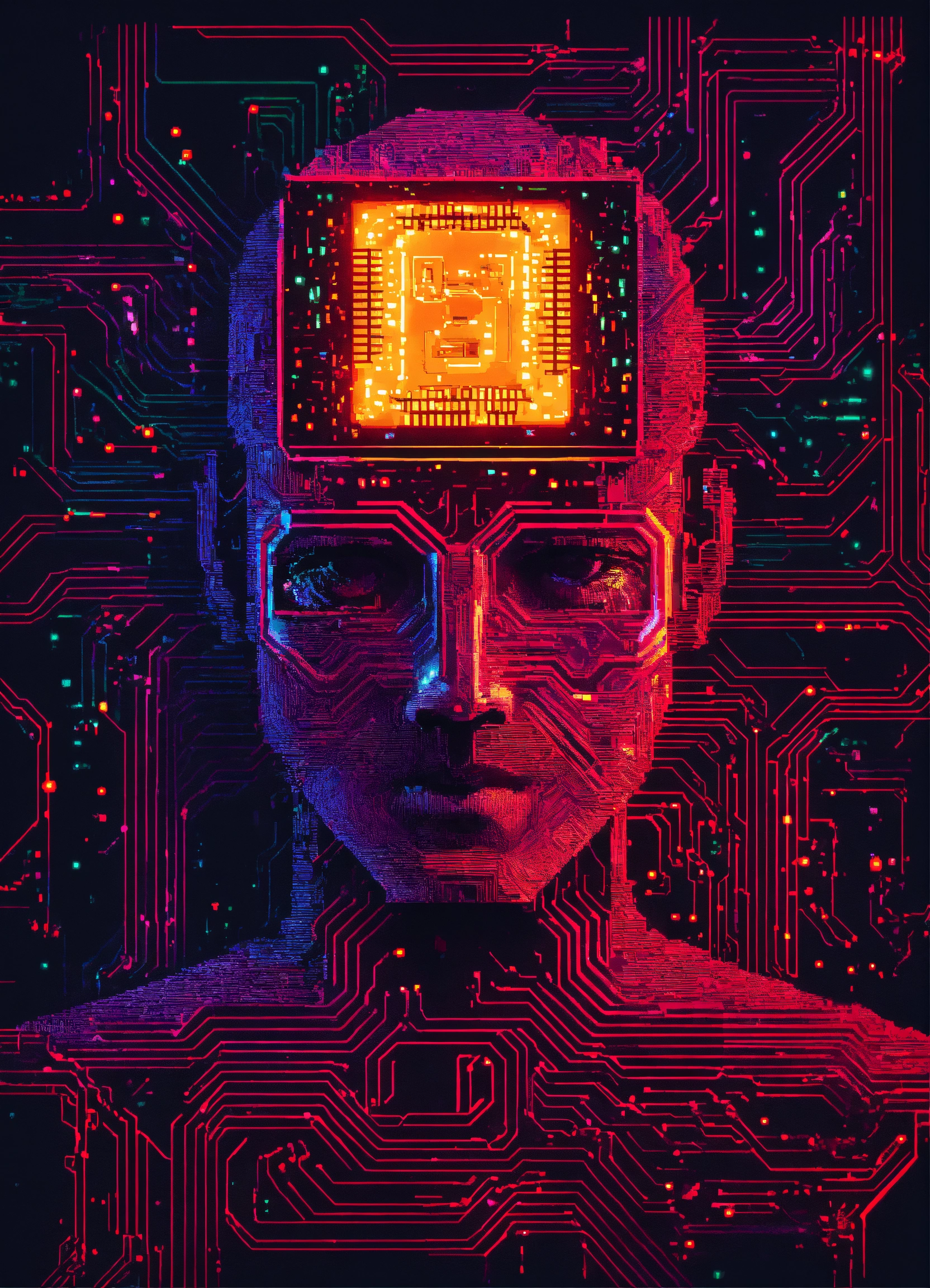 Lexica - Artificial intelligence chip computer inside of human head ...