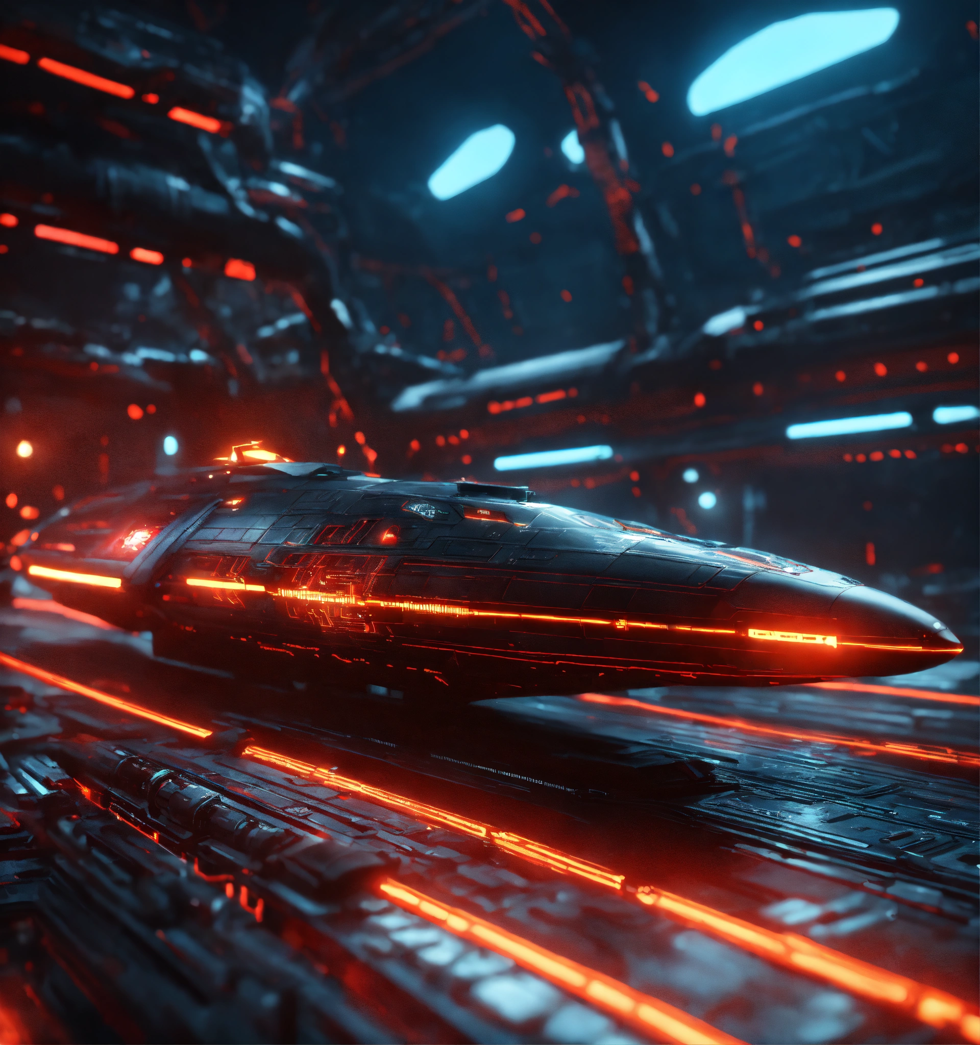 Lexica - Zoom out on a extra long black organic worm like space ships ...