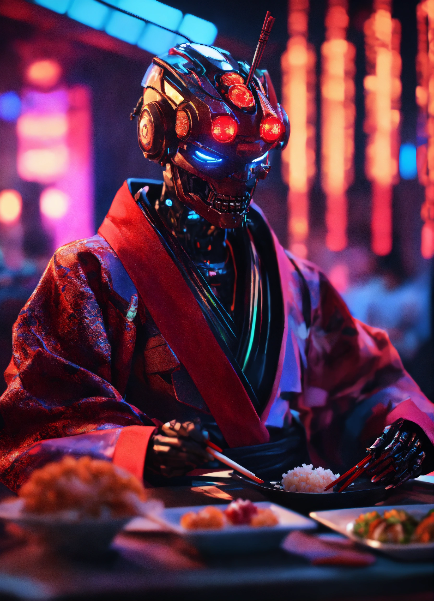 Lexica - Dark aesthetic, a realistic grunge ugly robot cyborg eating ...