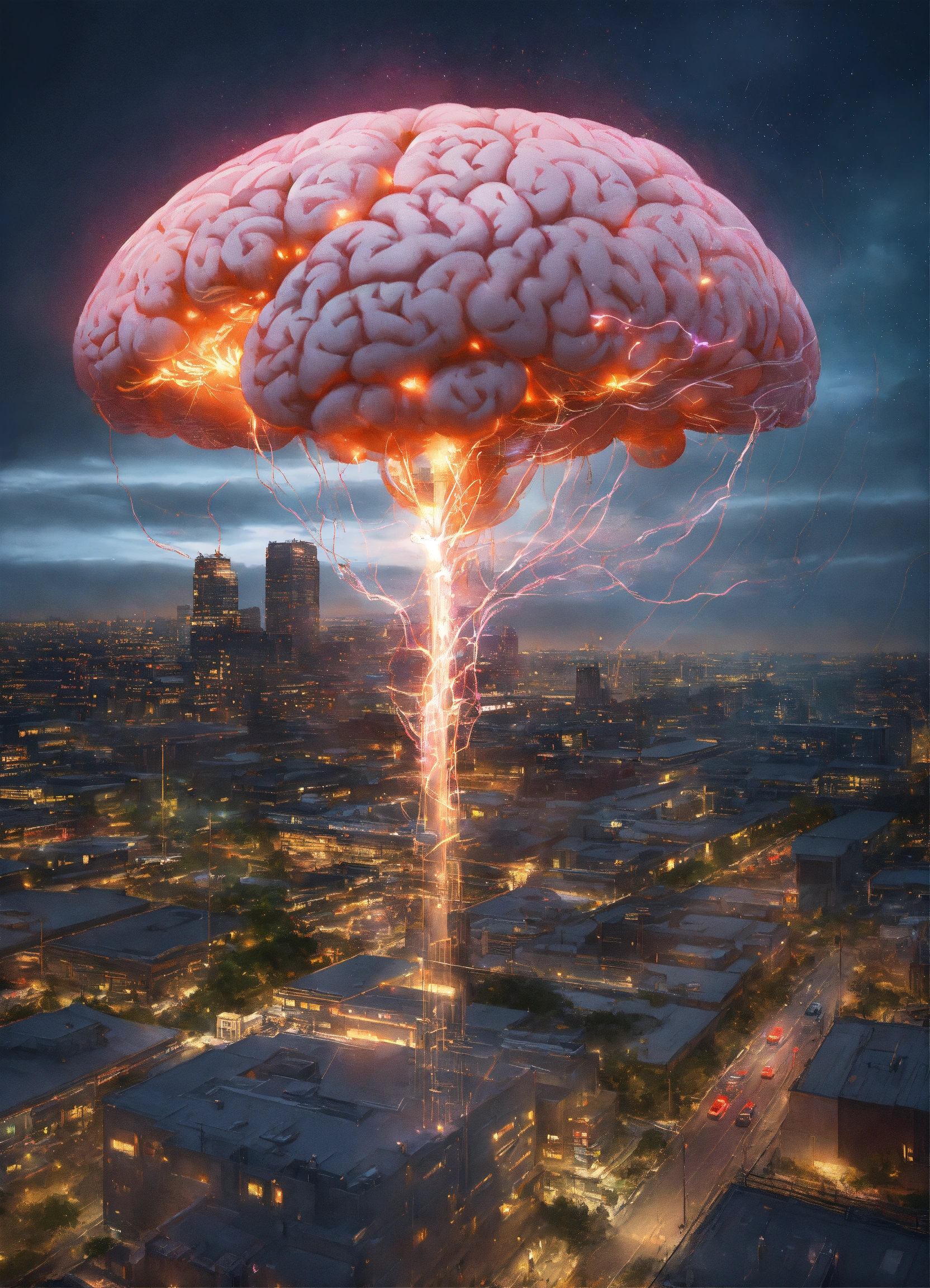 Lexica - A hyper-realistic photograph of a luminescent brain flying ...