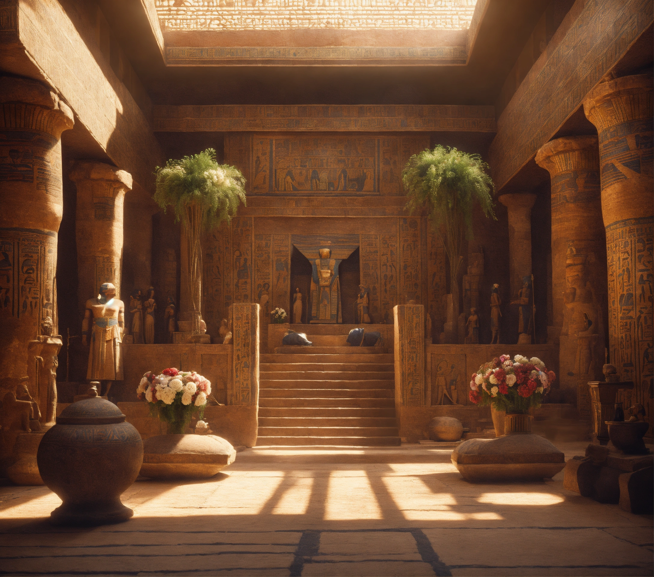 Lexica - An epic fantasy scene in ancient Egypt featuring a big hall in ...