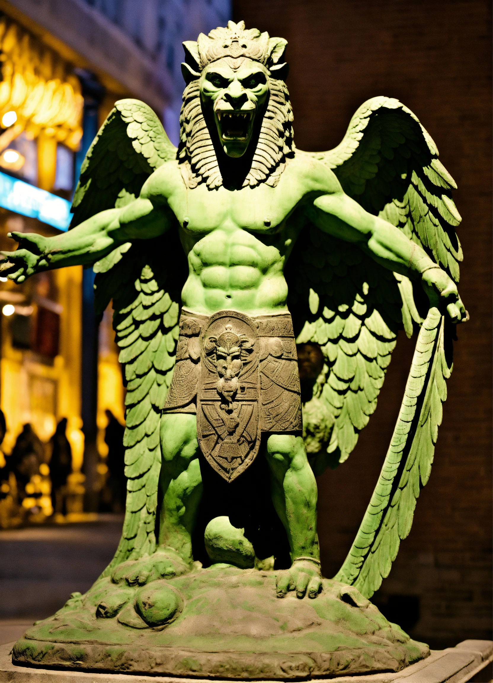 Lexica - Greenish statue of an Assyrian demon. Very evil expression and ...