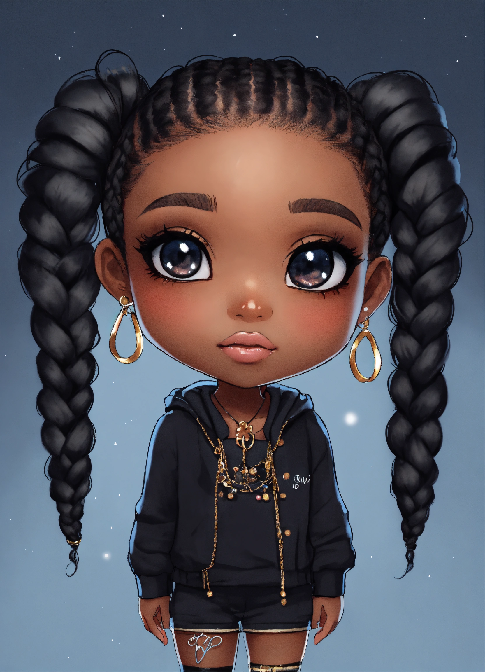 Lexica - Black girl chibi with braids
