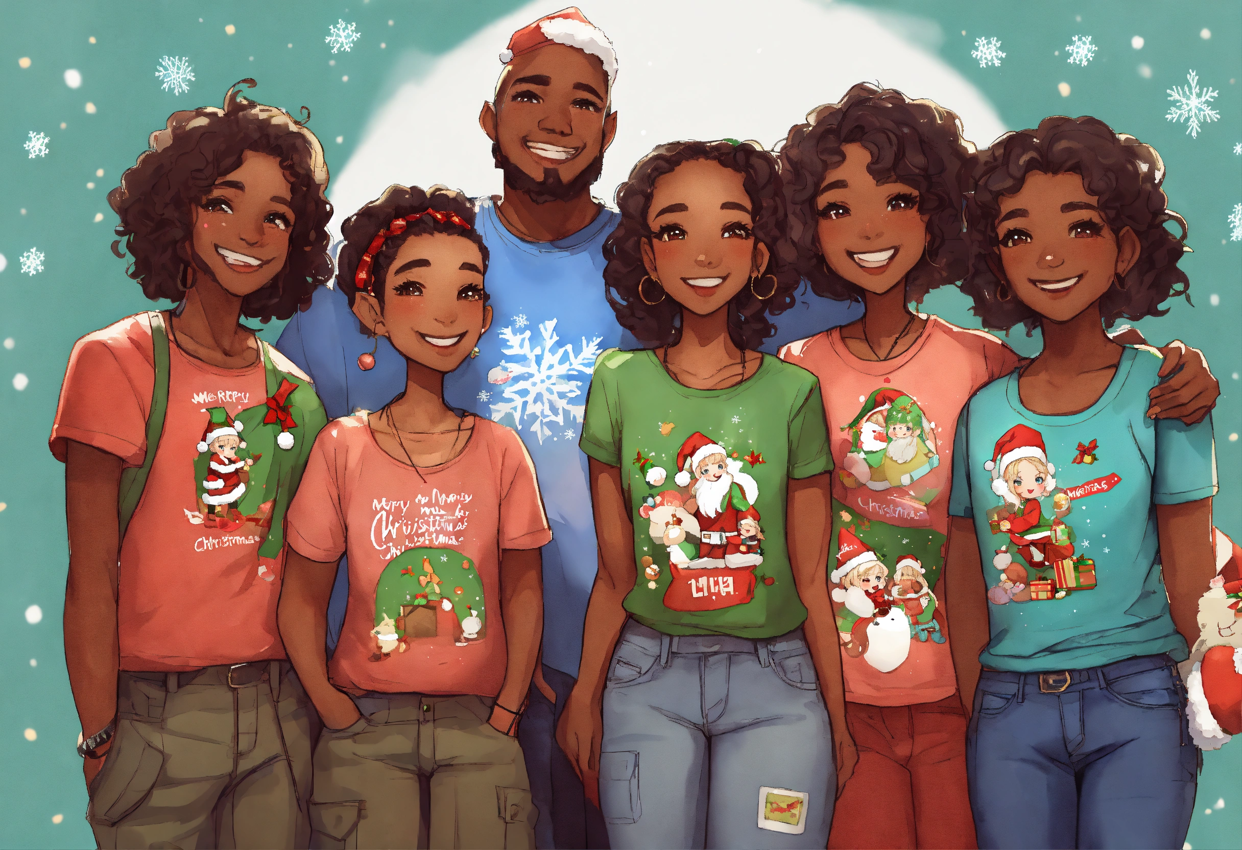 Lexica - Smiling dark complexion Christmas adult elf’s and Santa, close ...