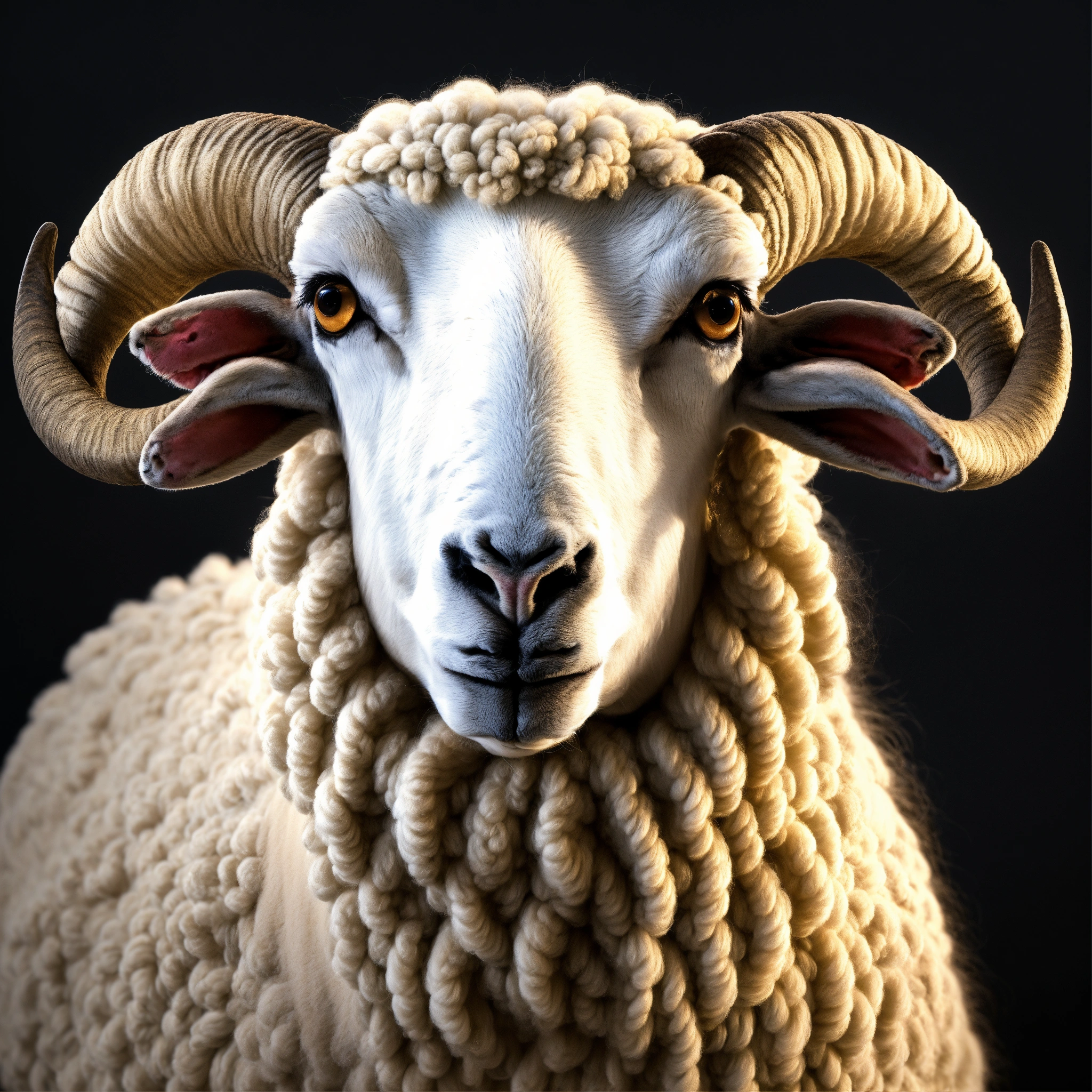 Lexica - White merino sheep profile side on black background photo ...