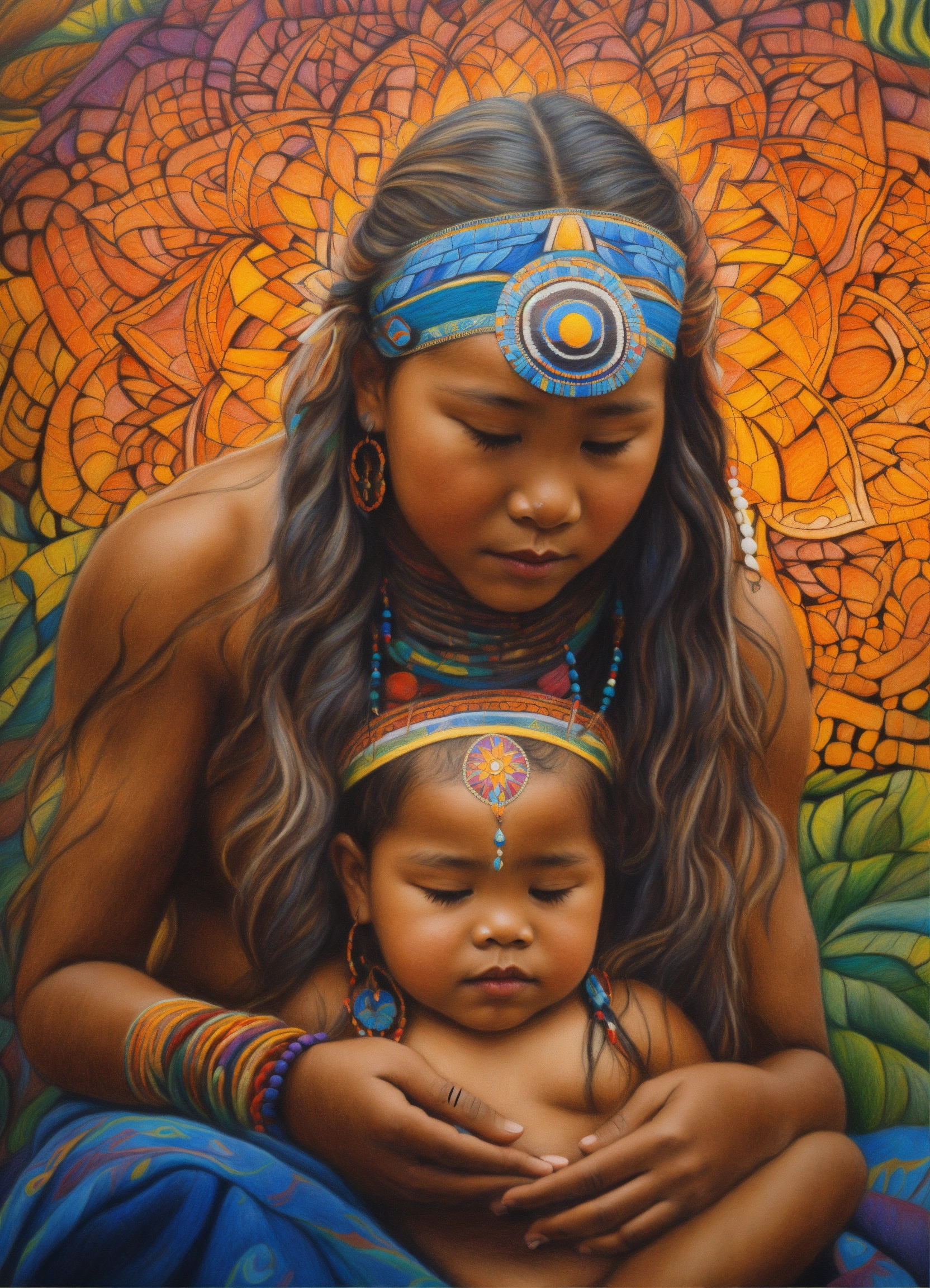 Lexica - Colored pencil drawing of an indigenous healer, painting the ...