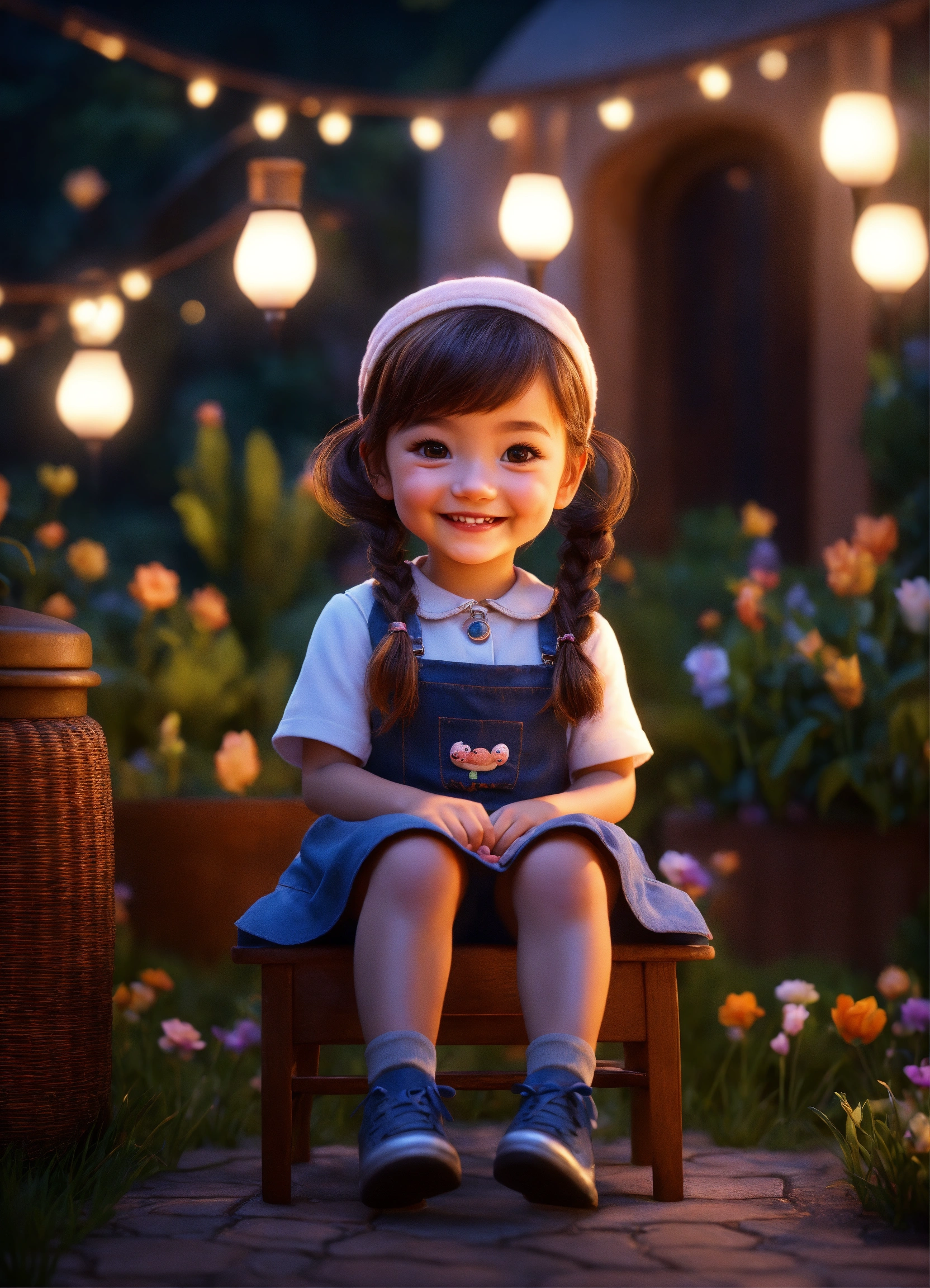 Lexica - Cute adorable tiny girl smiling greeting me, unreal engine, she is seated, outdoor ...