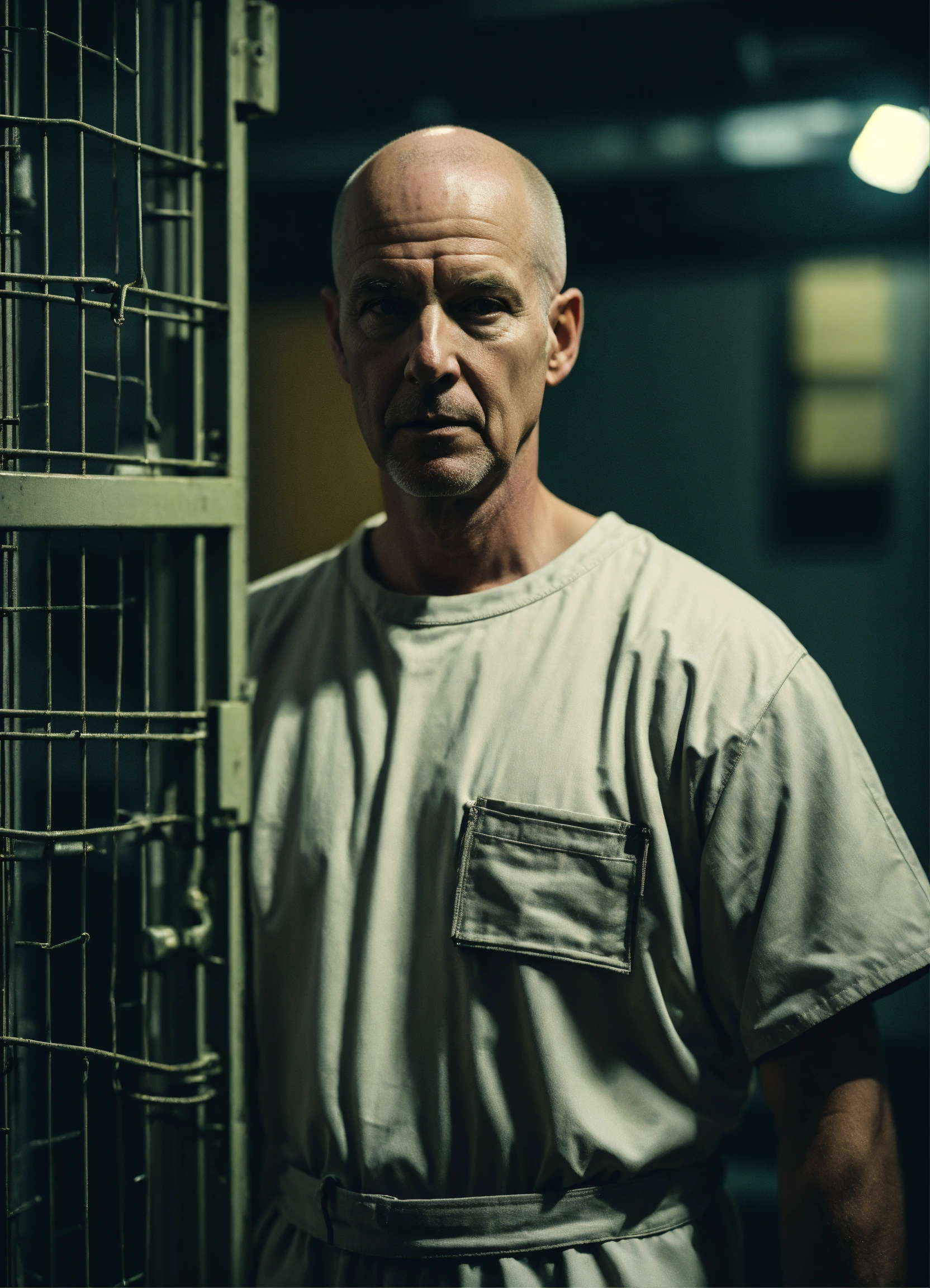 Lexica - White bald male in prison, realistic , 8k resolution, hyper ...
