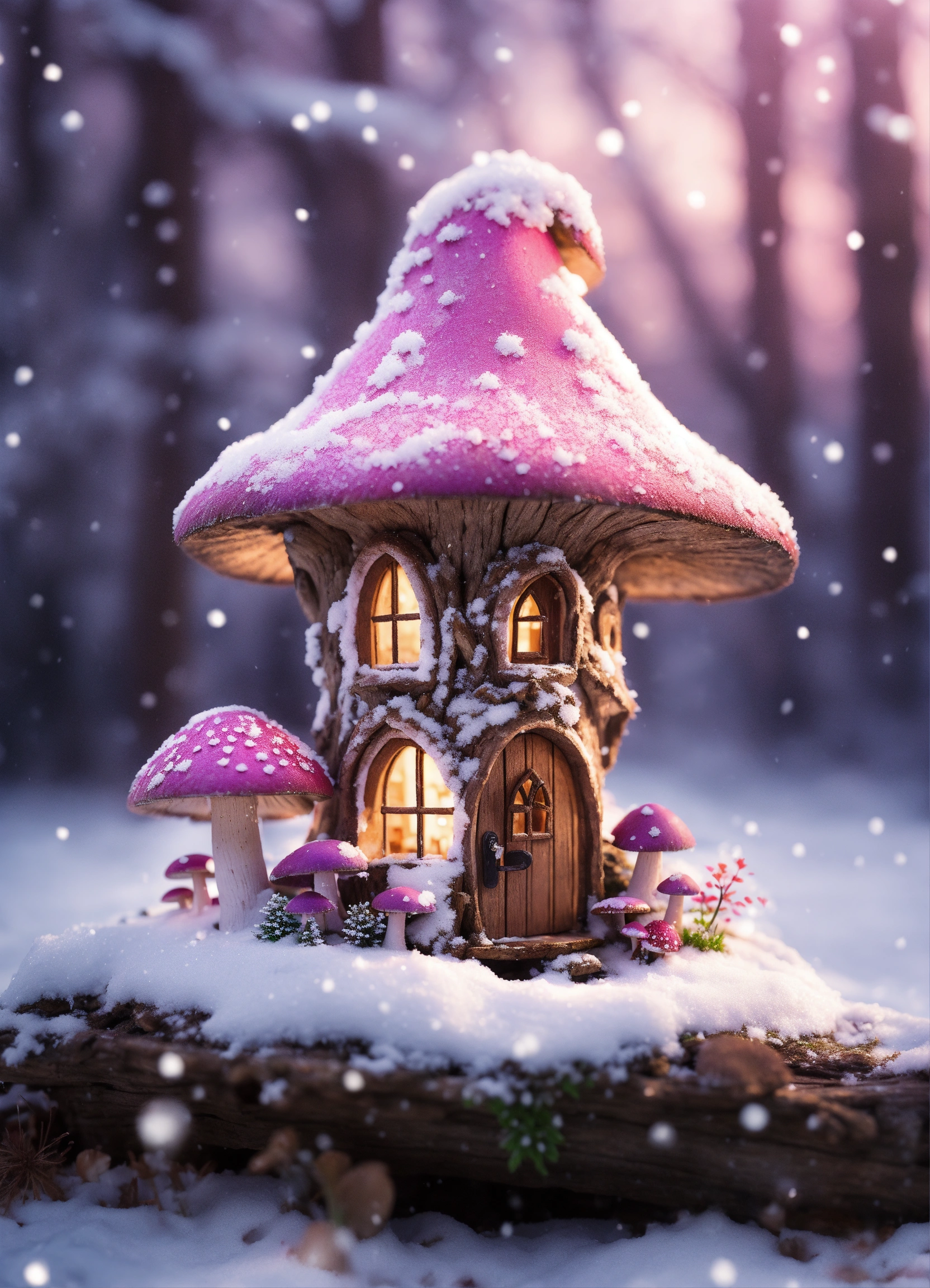 Lexica - Little magical whimsical fairy house with pink and purple ...