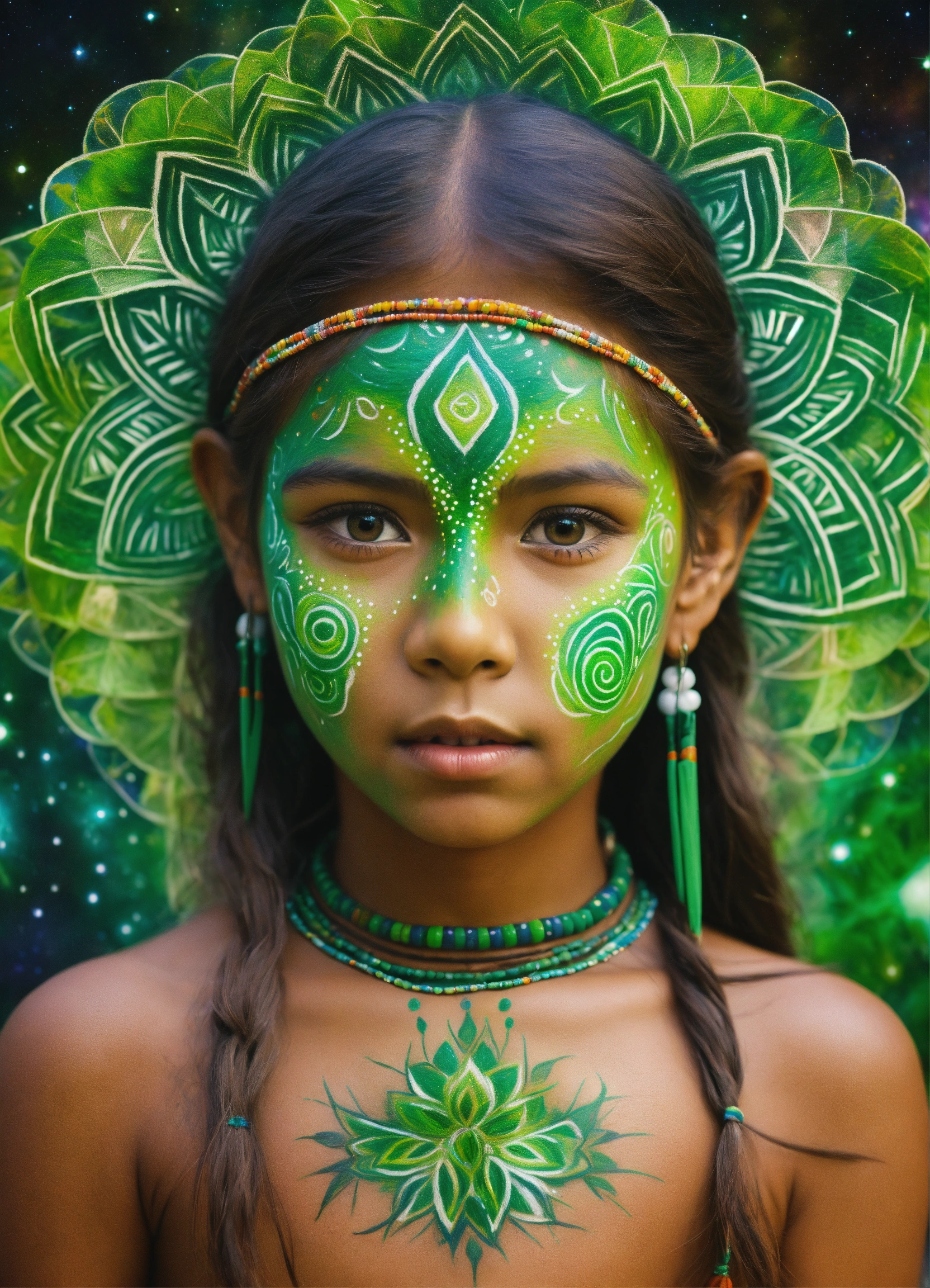 Lexica - Colored pencil drawing of a beautiful indigenous child. green ...