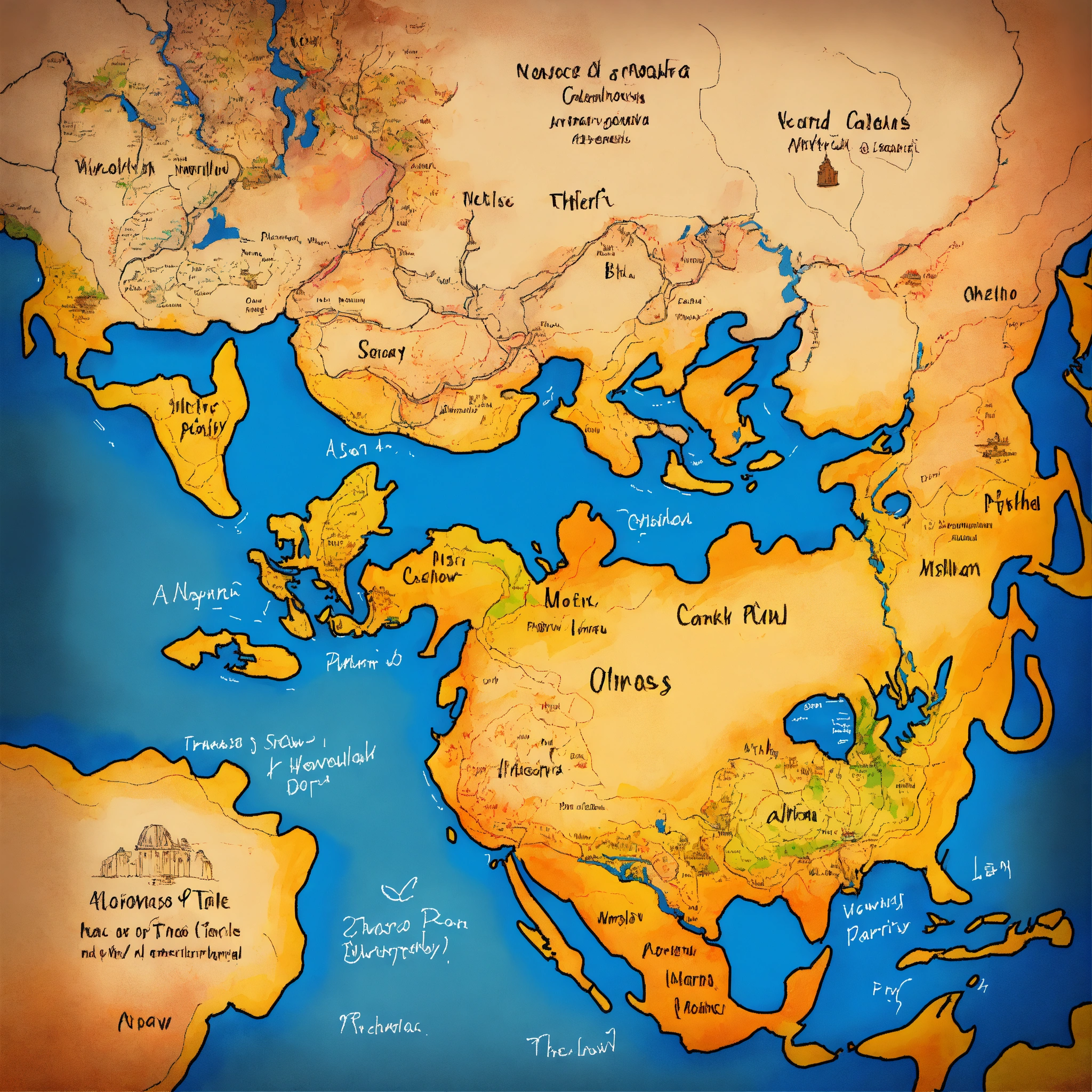 Lexica - Draw a Fantasy World map, 4 continents