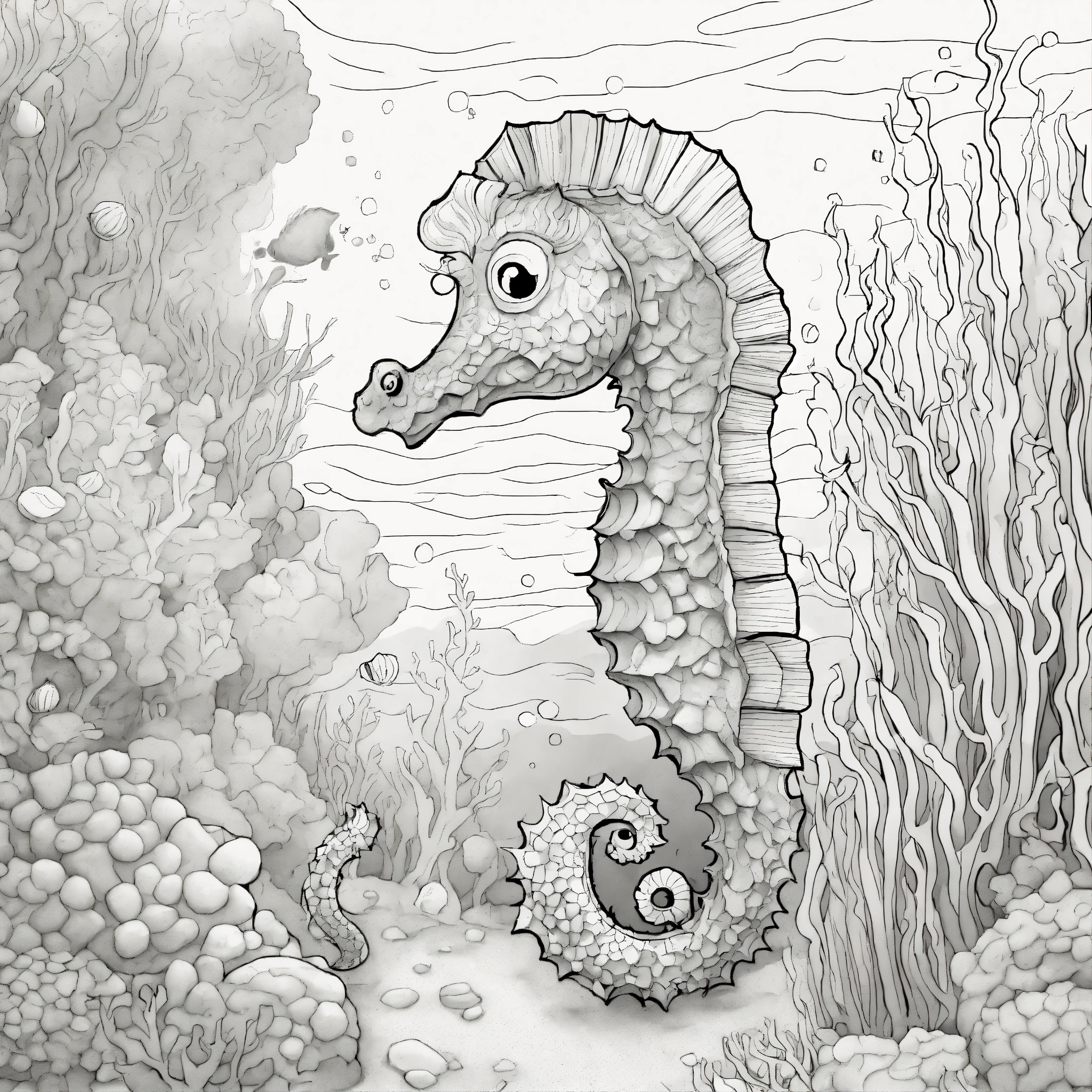 Lexica - Cute Seahorse discovering a new coral formation, for a toddler ...