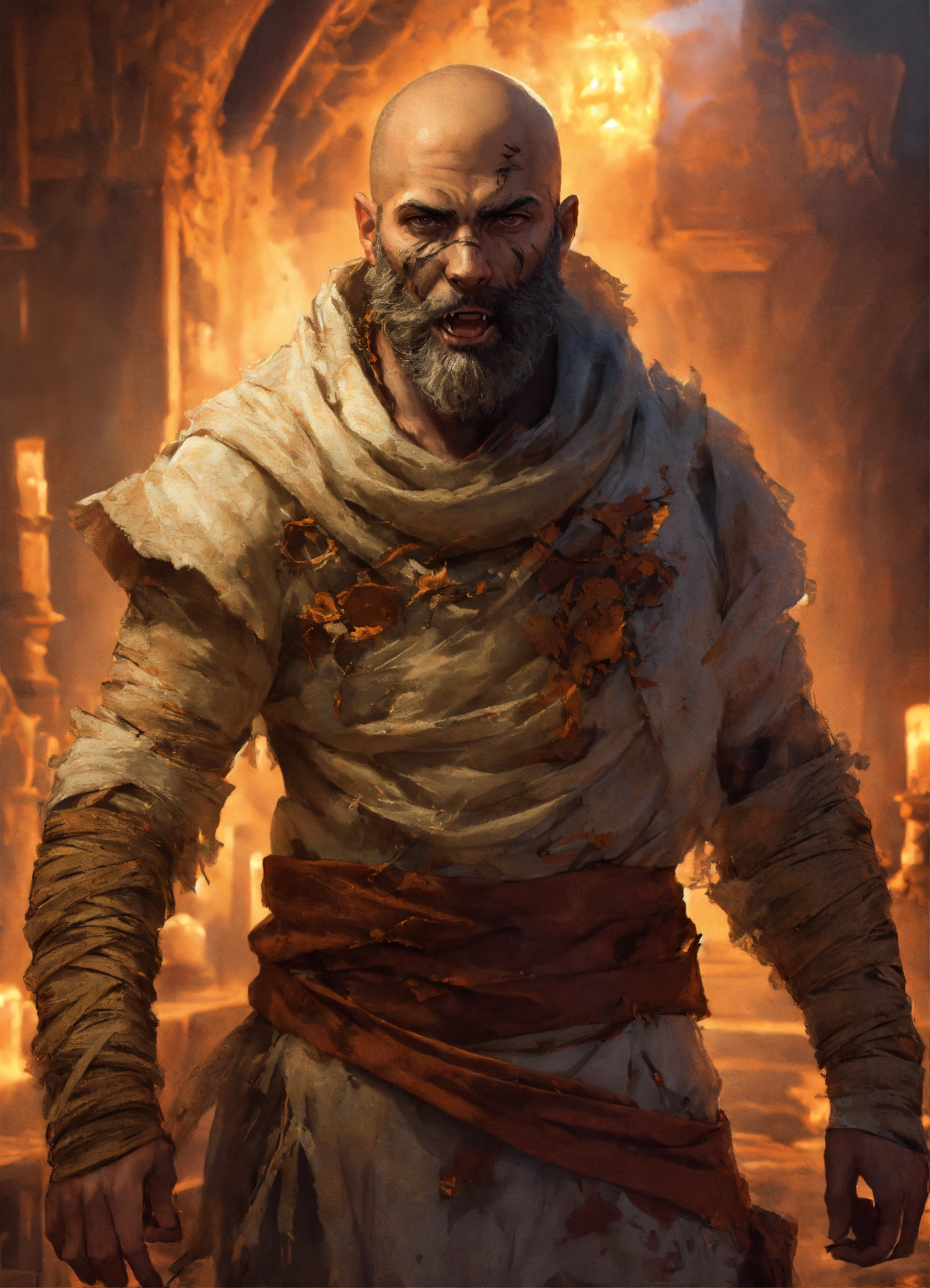 Lexica - A young bald man with beard in the style of a werewolf ...