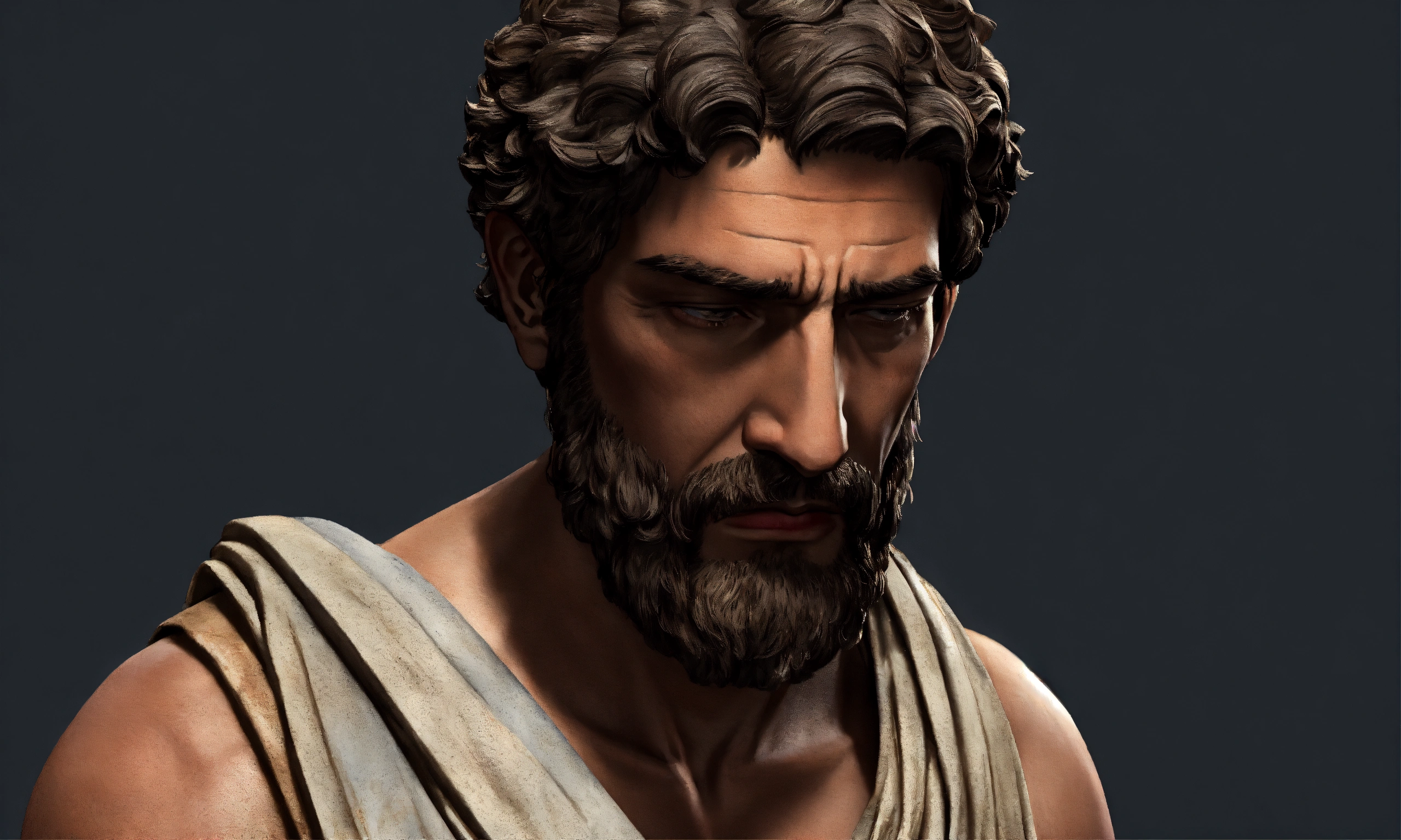 Lexica - Sad greek man, facing front, dark background, ancient greece ...