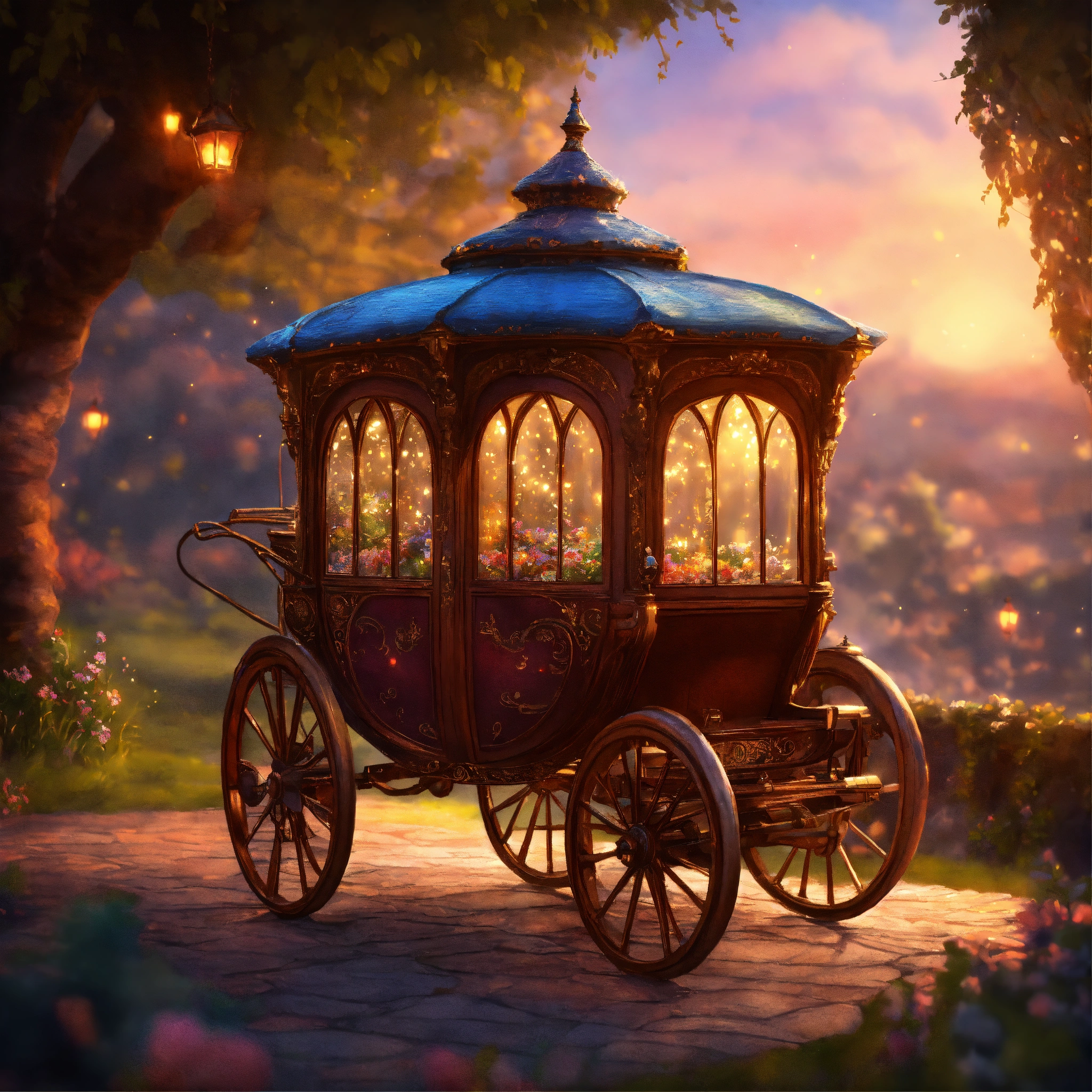 Lexica - Epic shot of a ultra cozy and detailed fairytale carriage ...