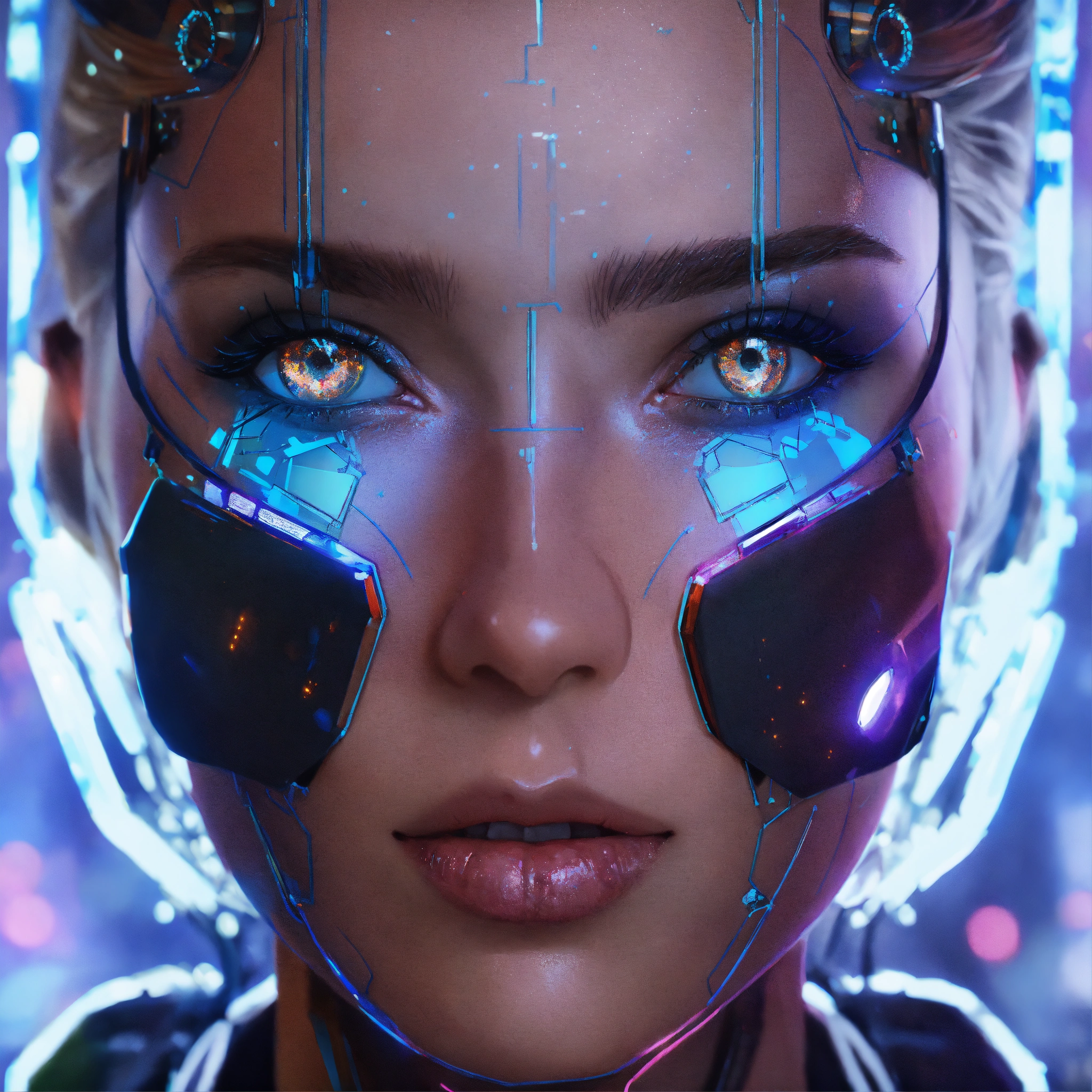Lexica - Highly detailed extreme closeup portrait of a cybernetic woman ...