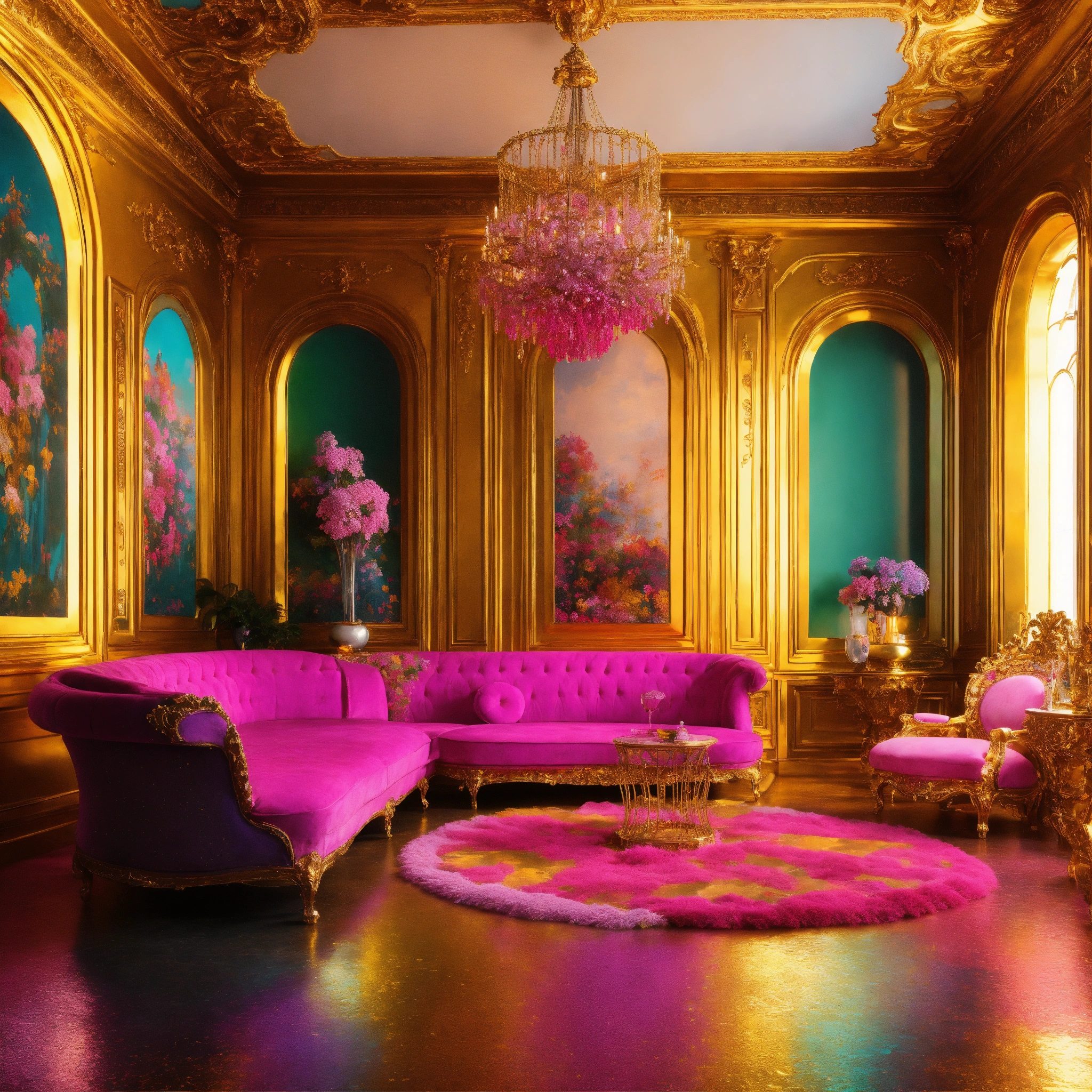 Lexica - Futuristic beautiful French mansion interior sitting room ...