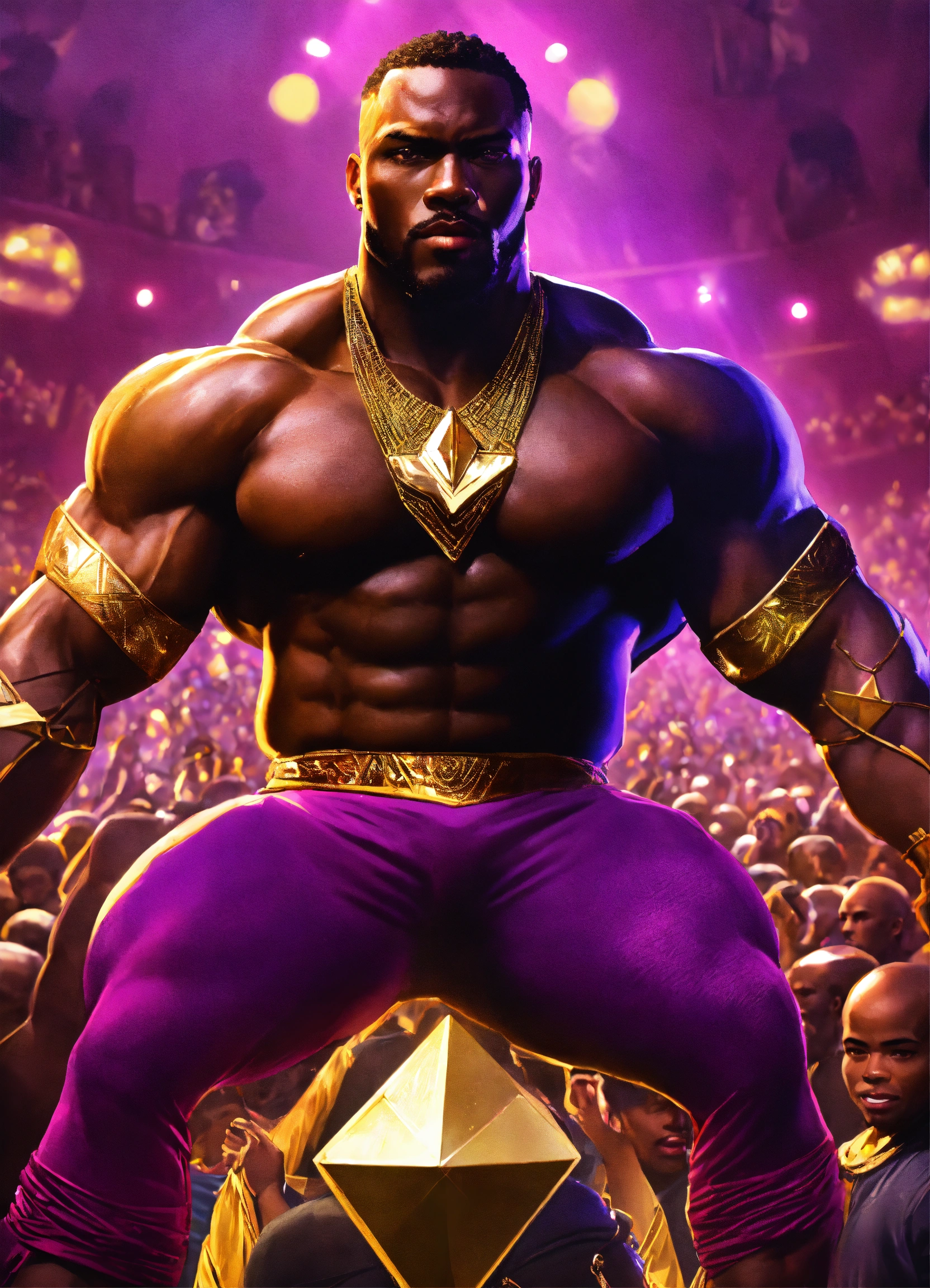 Lexica - An image of a huge bodybuilder-capped African superhero ...