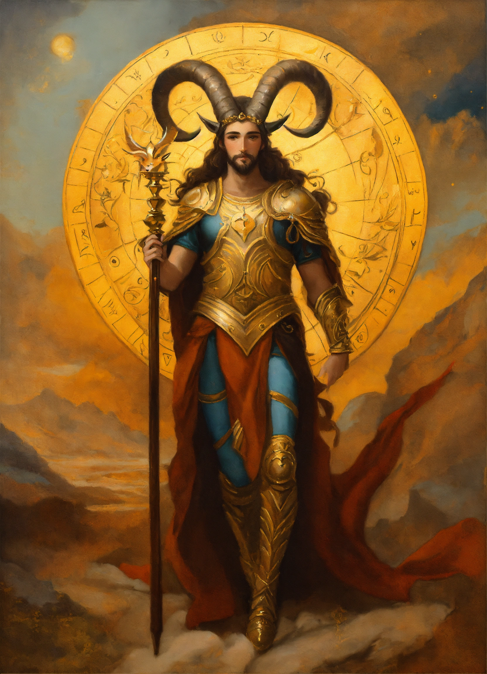 Lexica - Oil painting of the astrological sign Capricorn personified