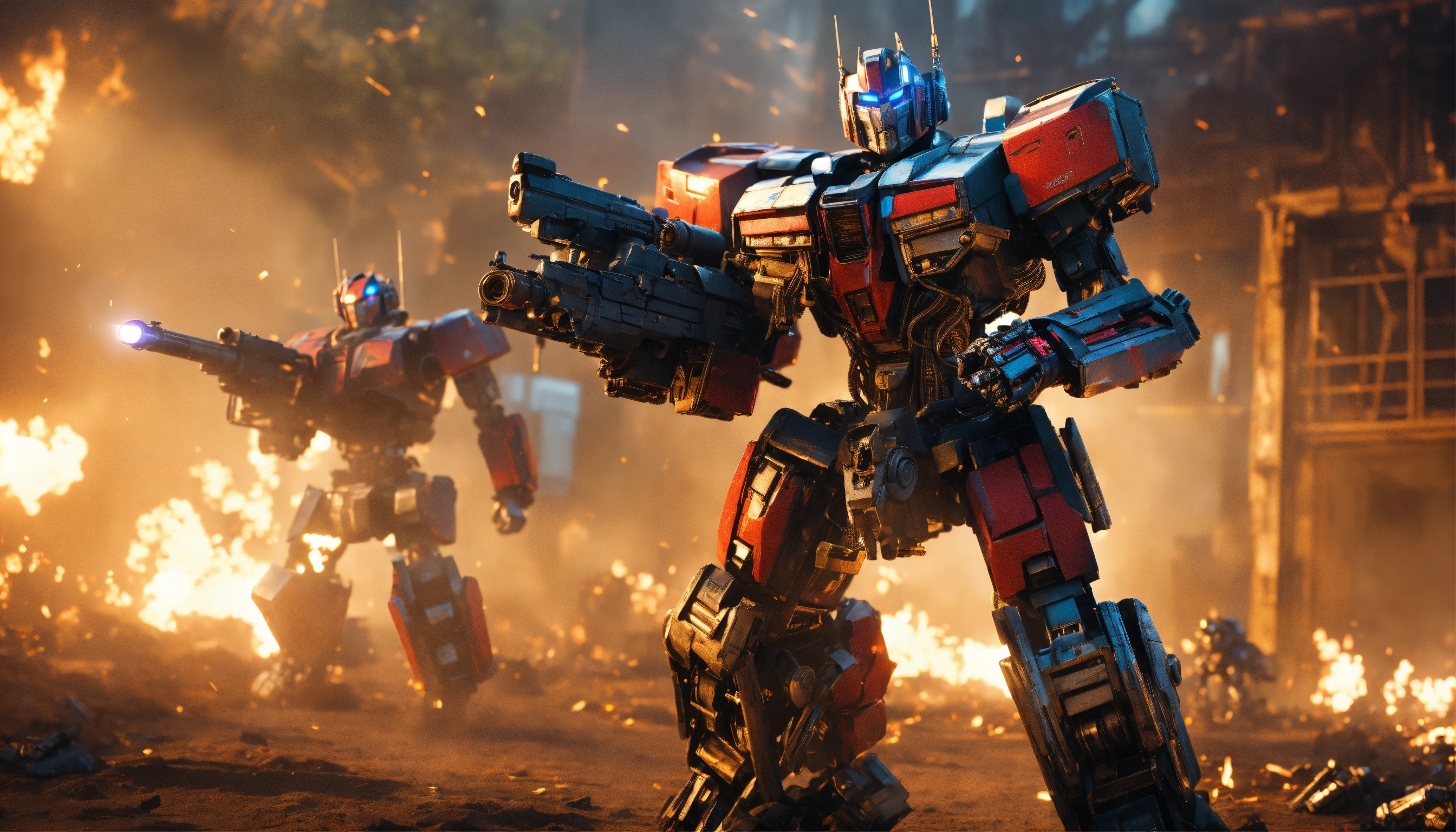 Lexica - War of transformers robots armed with machine guns, cyborg ...