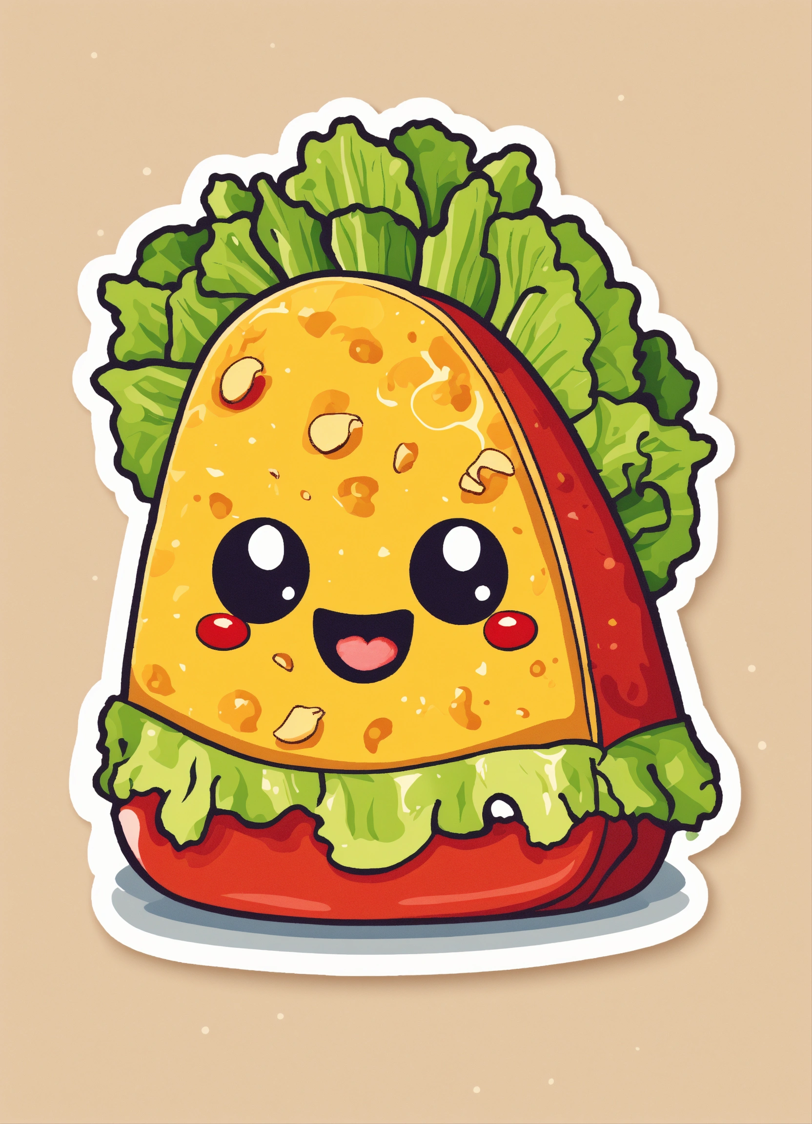 Lexica - A cute kawaii taco sticker design on a plain white background ...