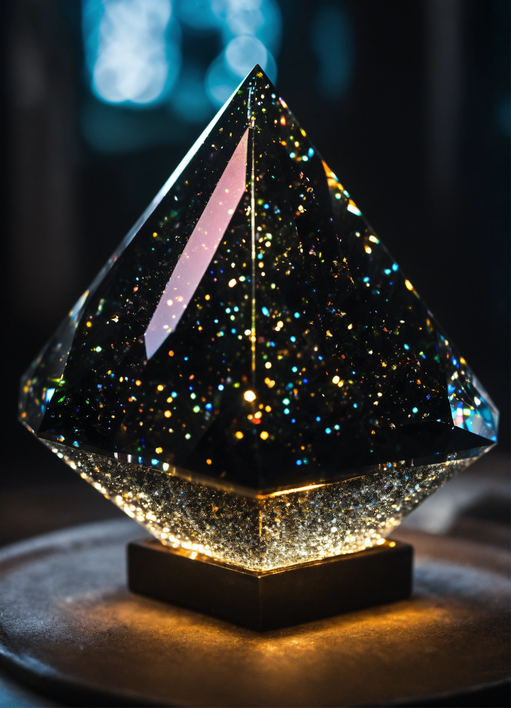 Lexica - A black, magic crystal with little white dots in it.