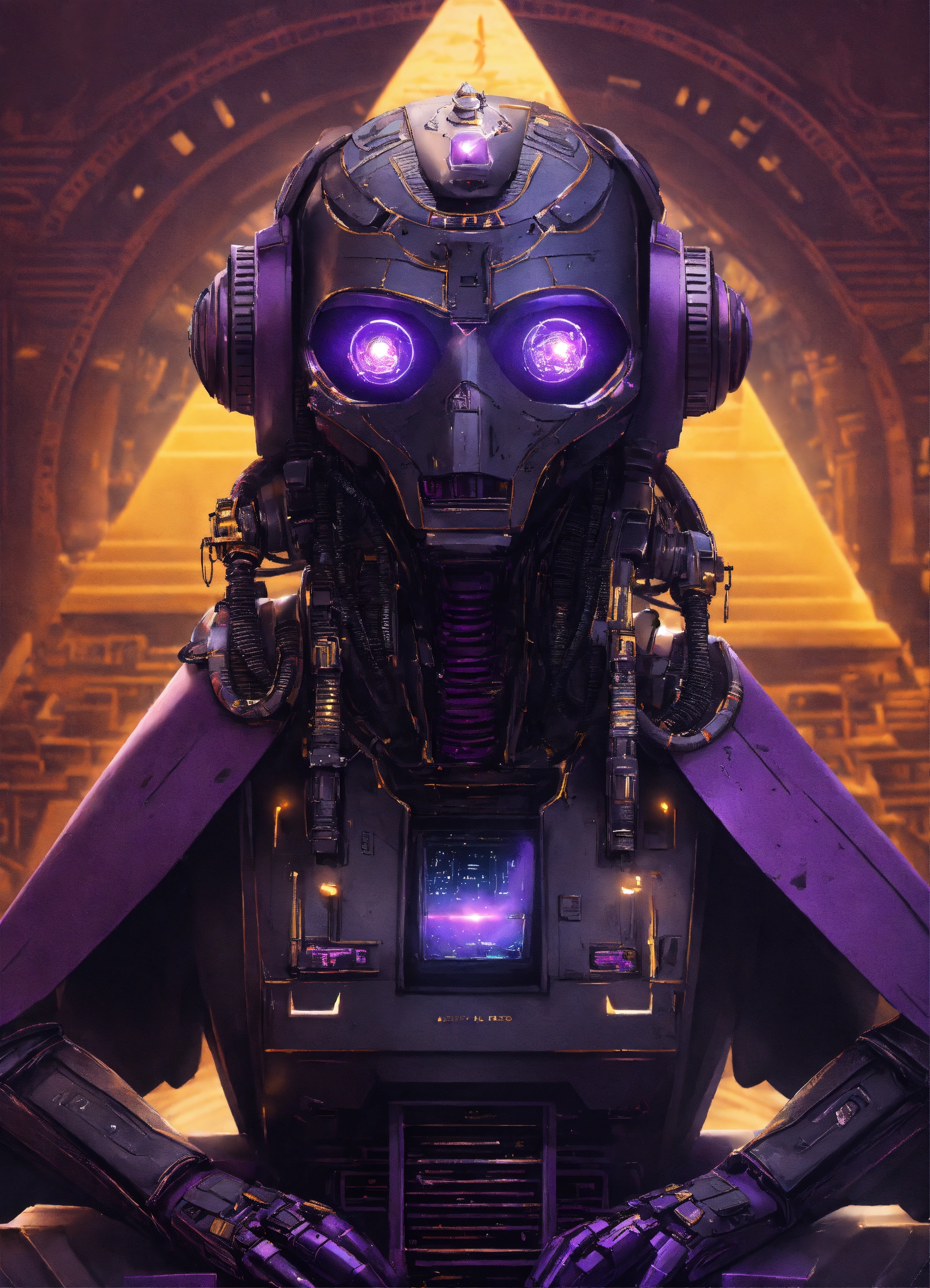 Lexica - Very specifically designed black robot Egyptian purple ...