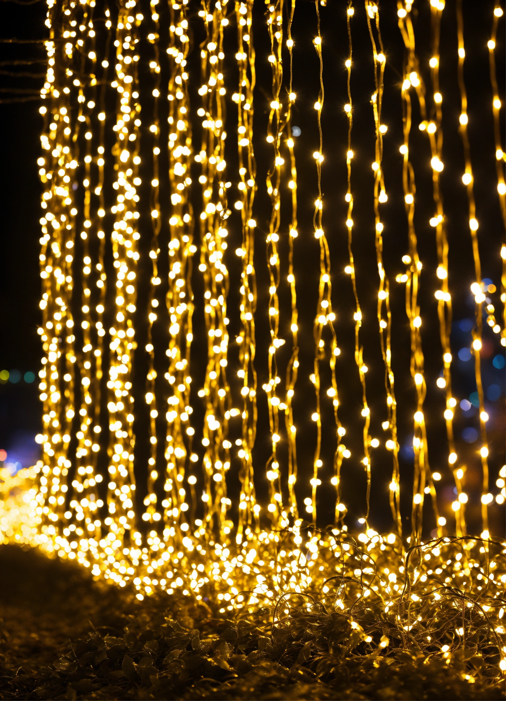Lexica - Gold twinkling lights in a night celebration