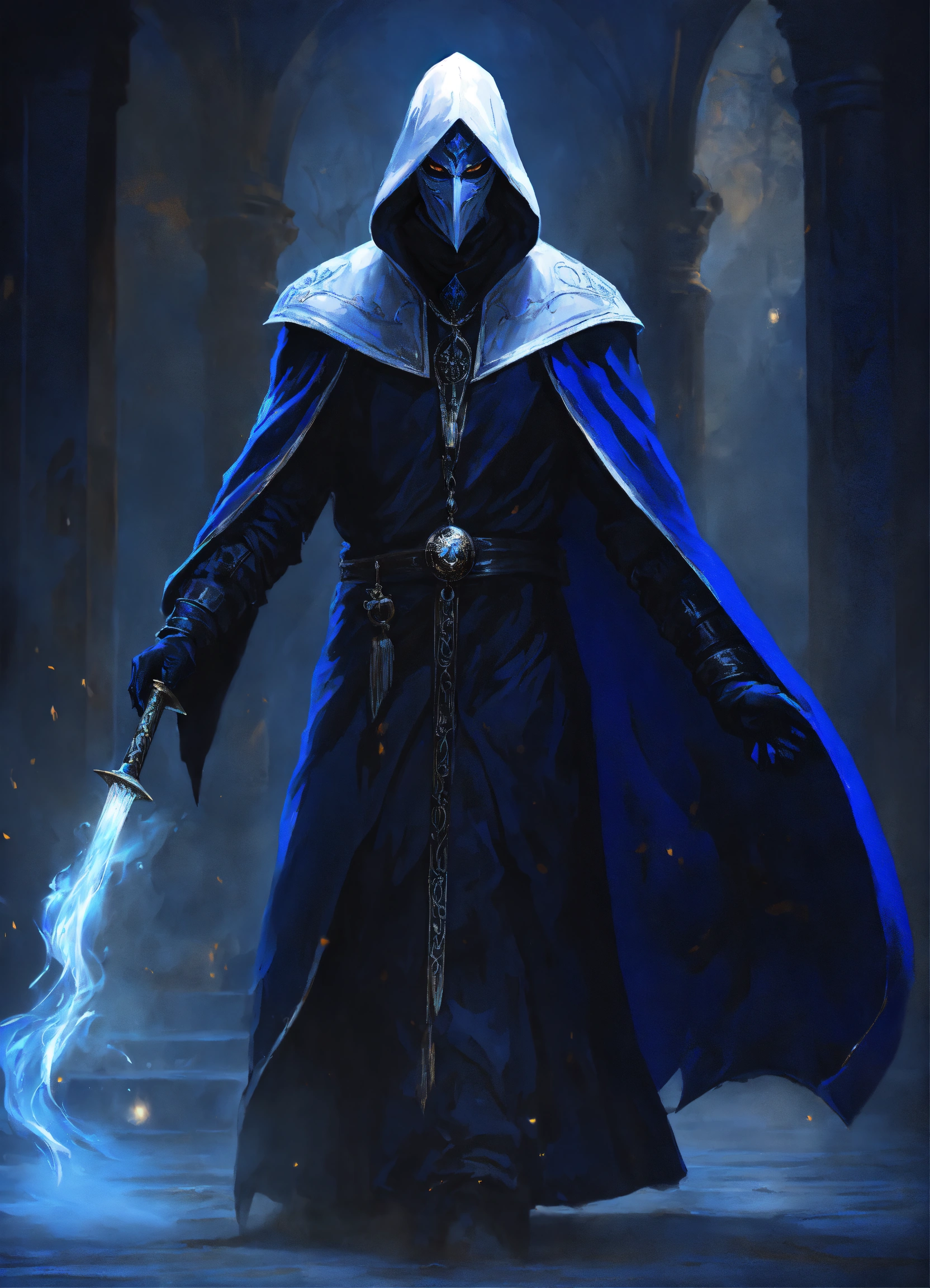 Lexica - White-masked man wearing black robes, evil wizard, fantasy ...