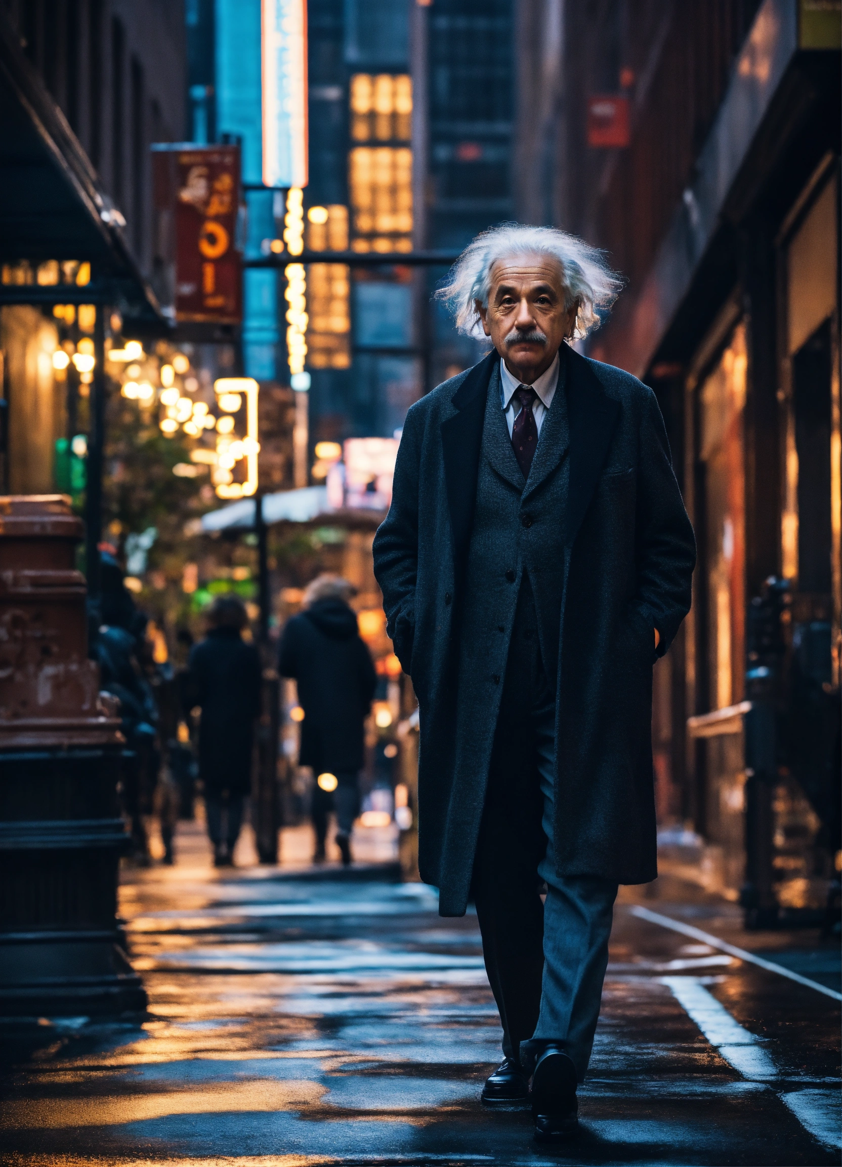 Lexica - Albert Einstein walking through streets of new york, stunning ...