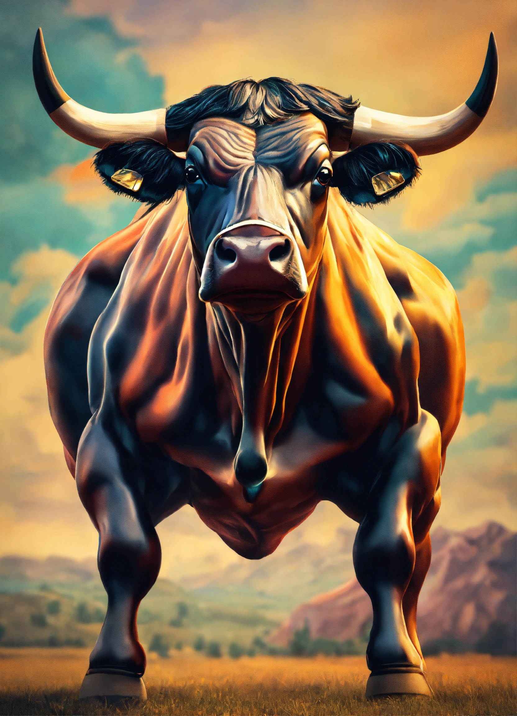 Lexica - A riped bull with abs that flex his arms with sunglasses