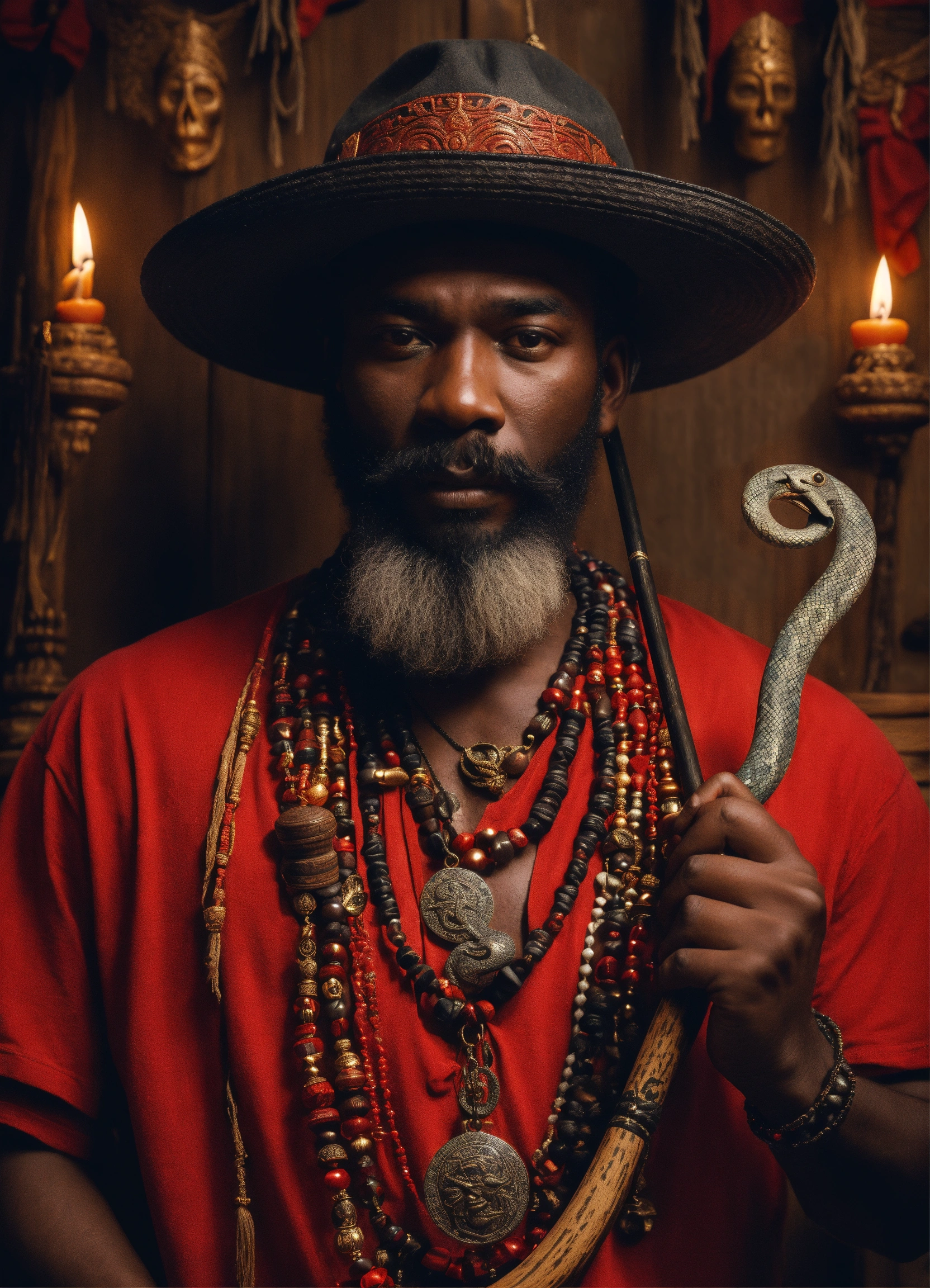 Lexica - Dark-skinned black man with a half-gray beard, yarey hat, red ...