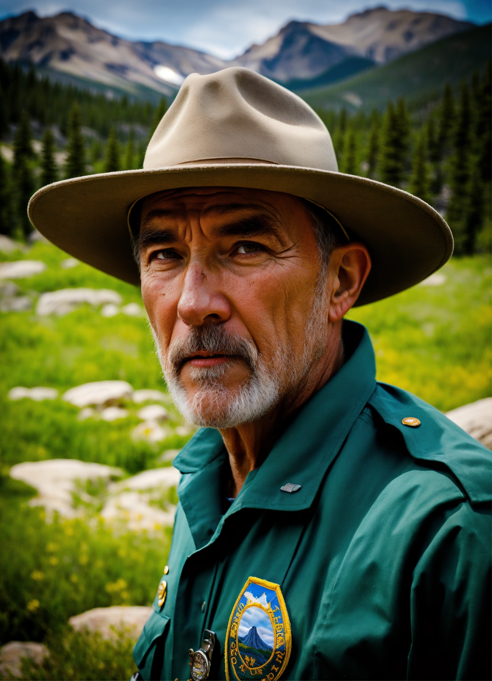 Lexica - Park ranger in Rocky Mountain National Park man old scare ...