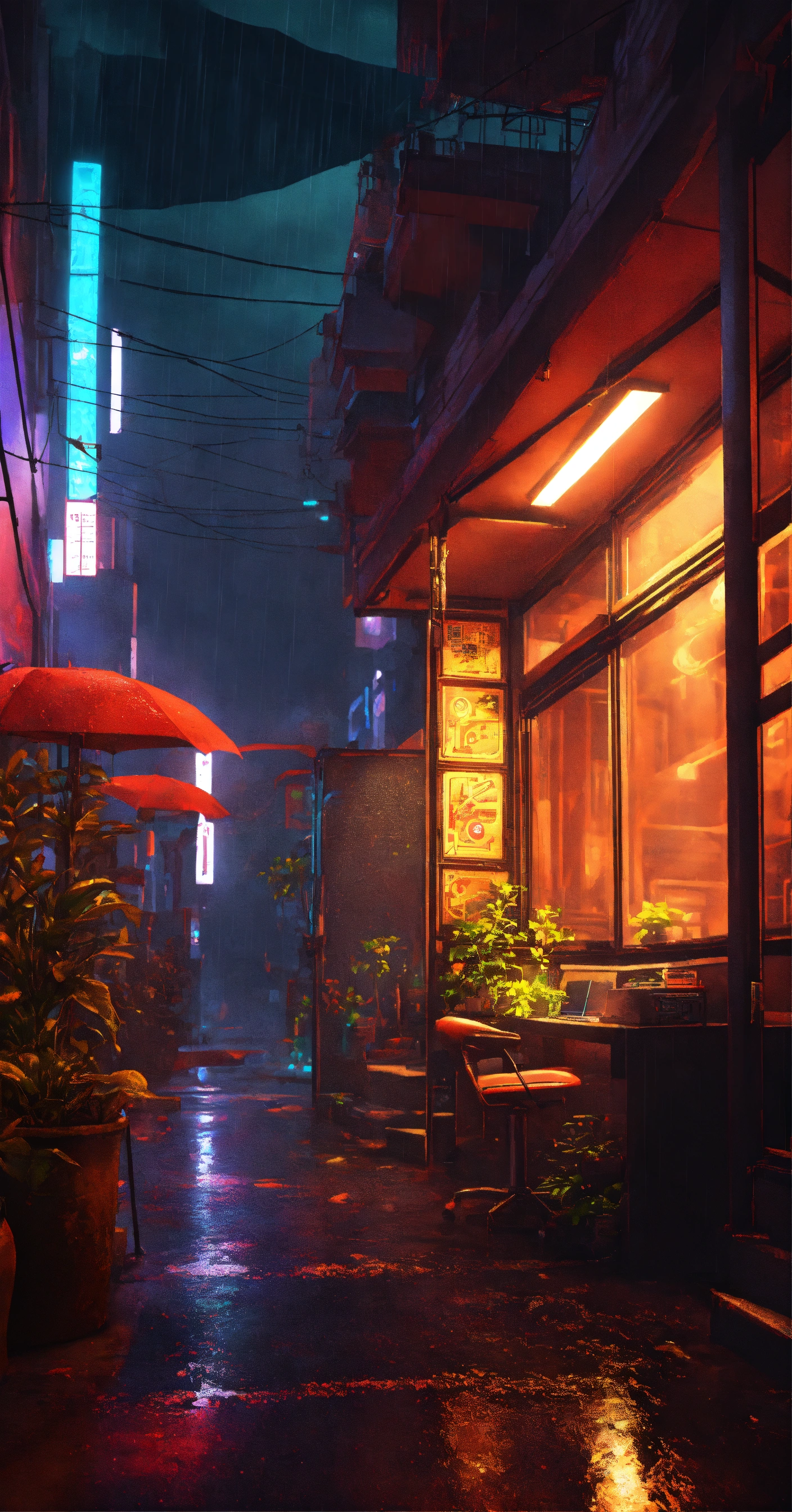 Lexica - 8k, cyberpunk , bedroom balcony , gaming pc setup, on dystopic ...