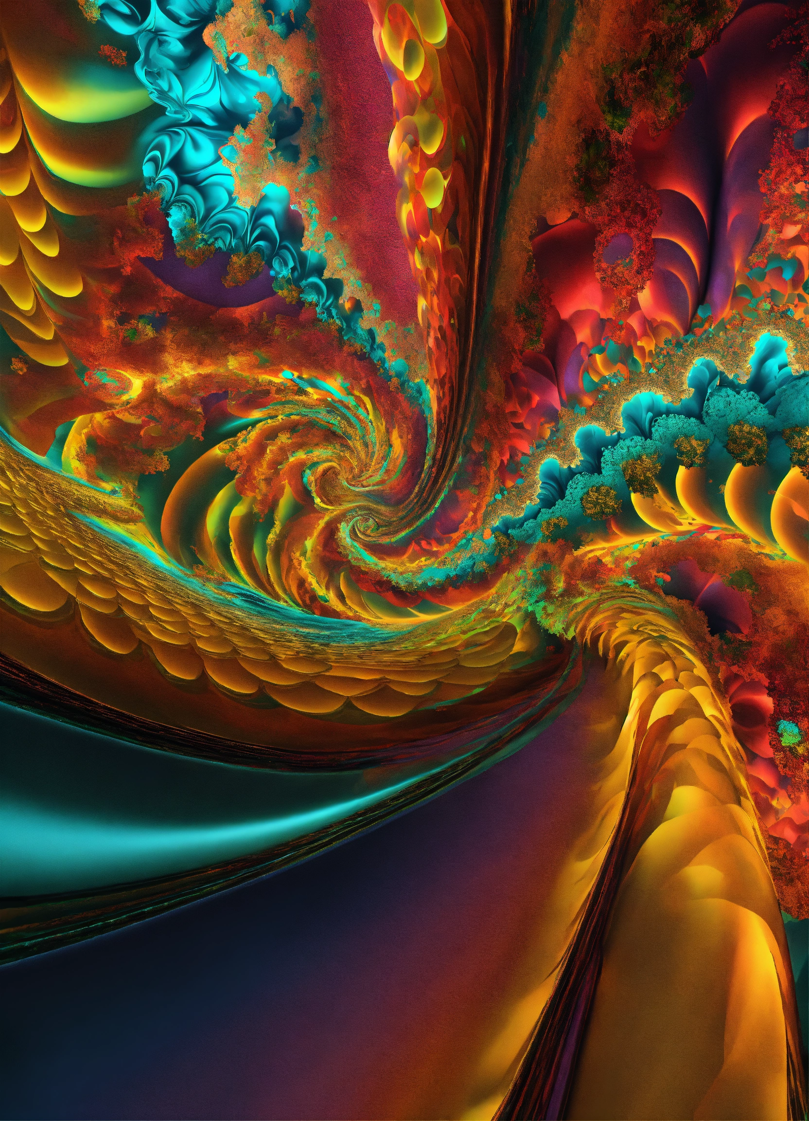 Lexica - Hallucinatory Mandelbrot fractal image super complex wave 3D