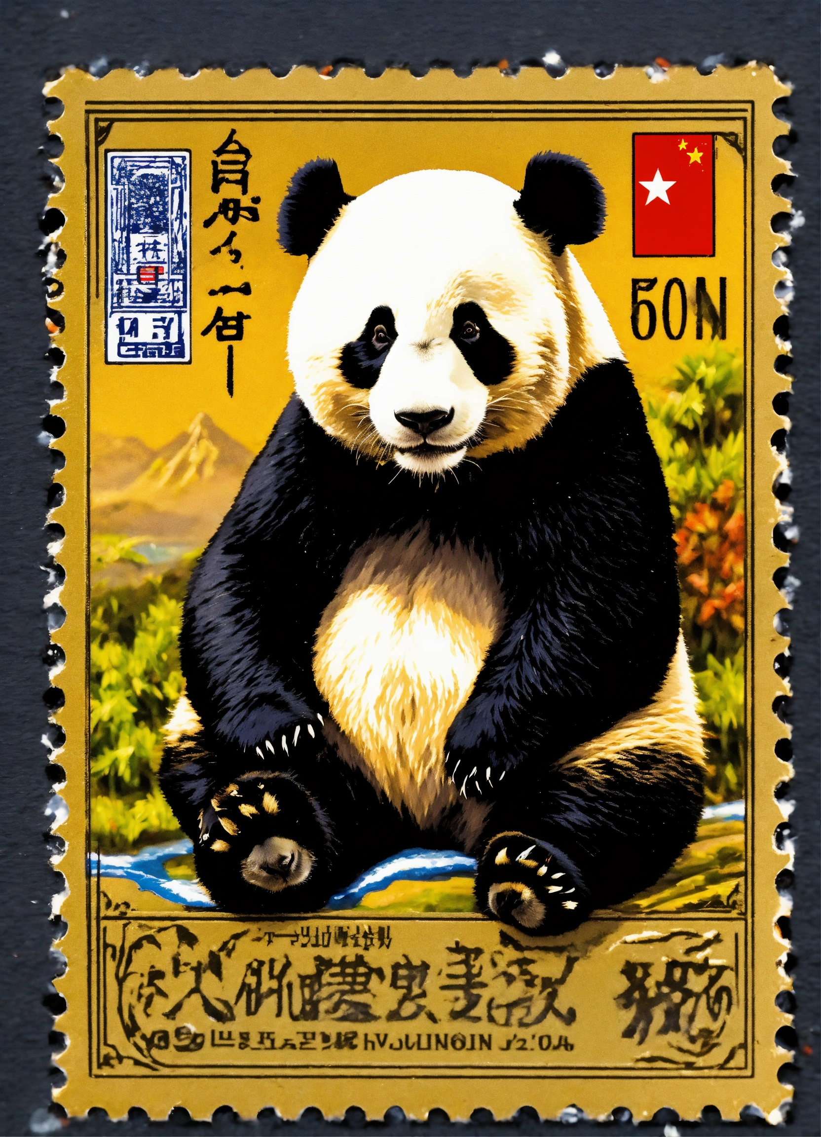 Lexica - Post mark of travelling panda by ship from China to Vladivostok