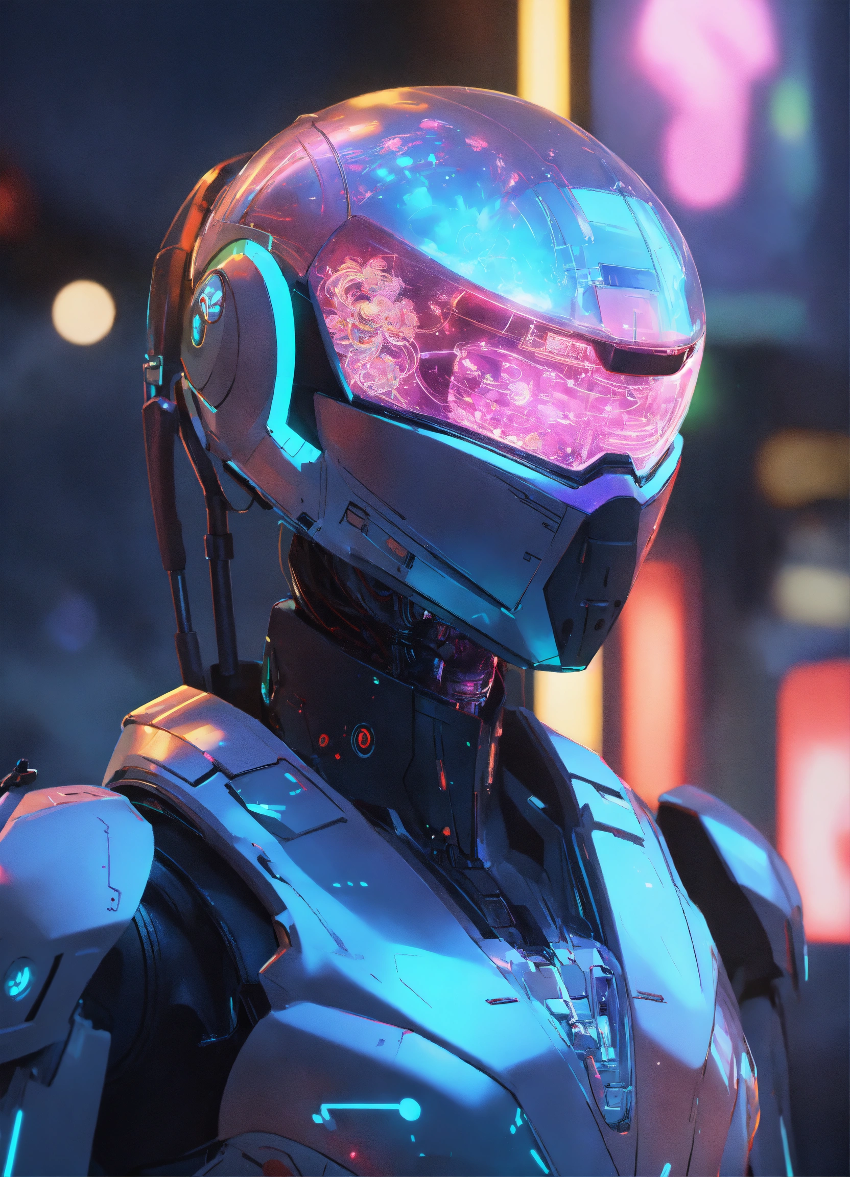 Lexica - Mechanical ninja, minimalist suit, glowing, prismatic ...