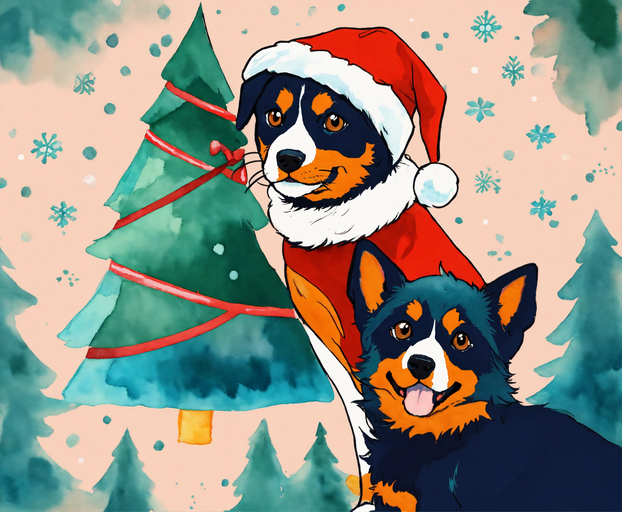 Lexica - Ghibli Moe anime mashup cat and a Rottweiler puppy peaking out ...